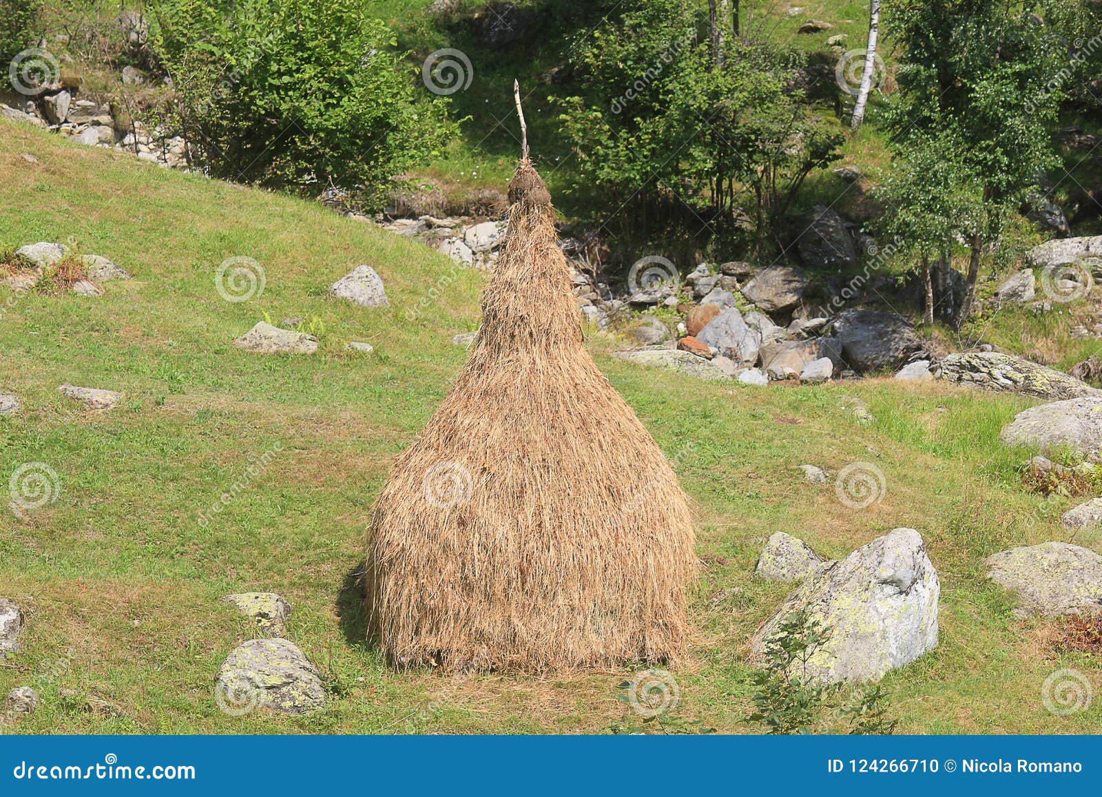 Sheaf of straw in mountain stock photo. Image of rick - 124266710