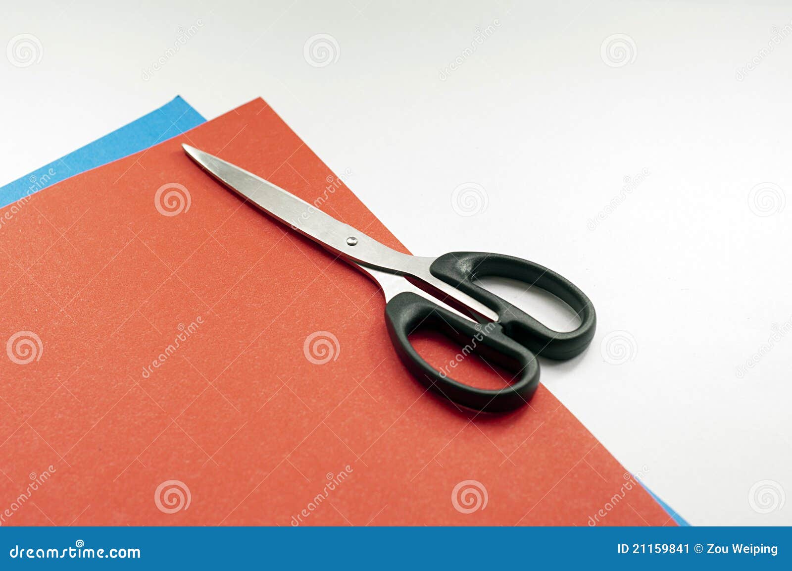 Shears and paper stock image. Image of white, blue, simple - 21159841