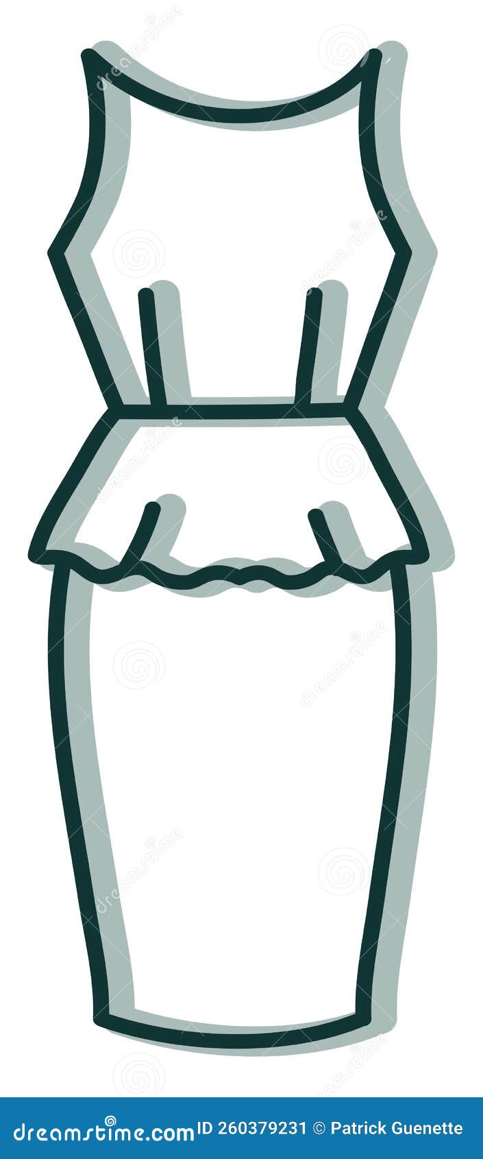 Sheath Dress Technical Fashion Illustration With Fitted Body, Oval Neck ...