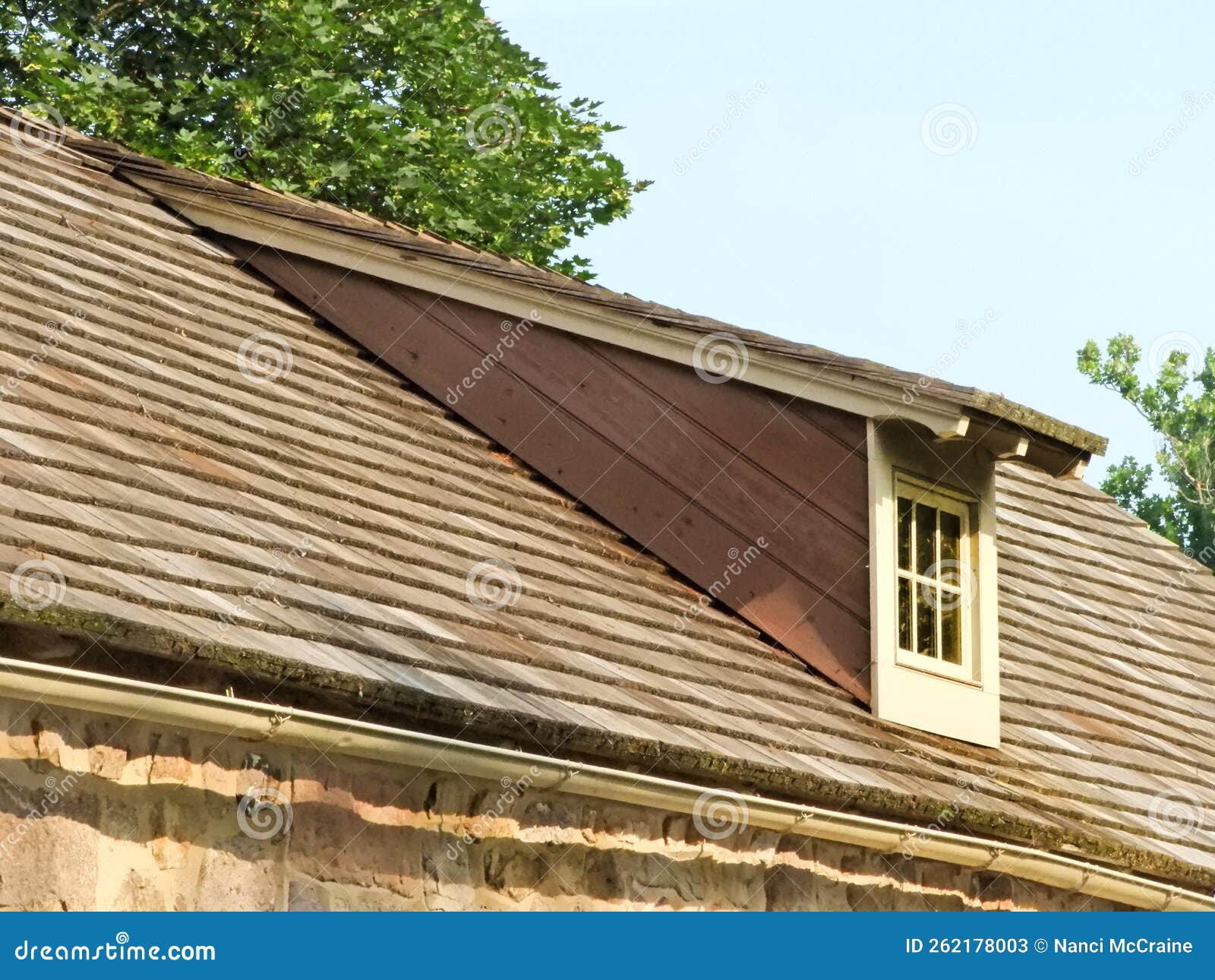 Shed Dormer Window on Colonial Historic Cottage Poole Forge PA Stock ...