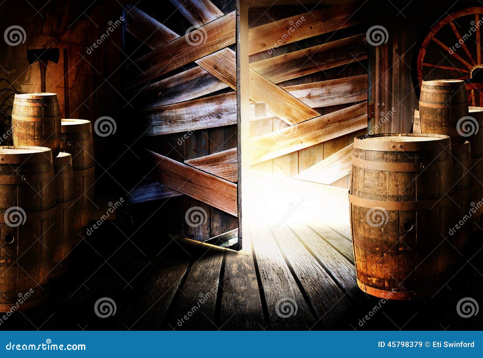 Shed with open door stock image. Image of outside, light - 45798379