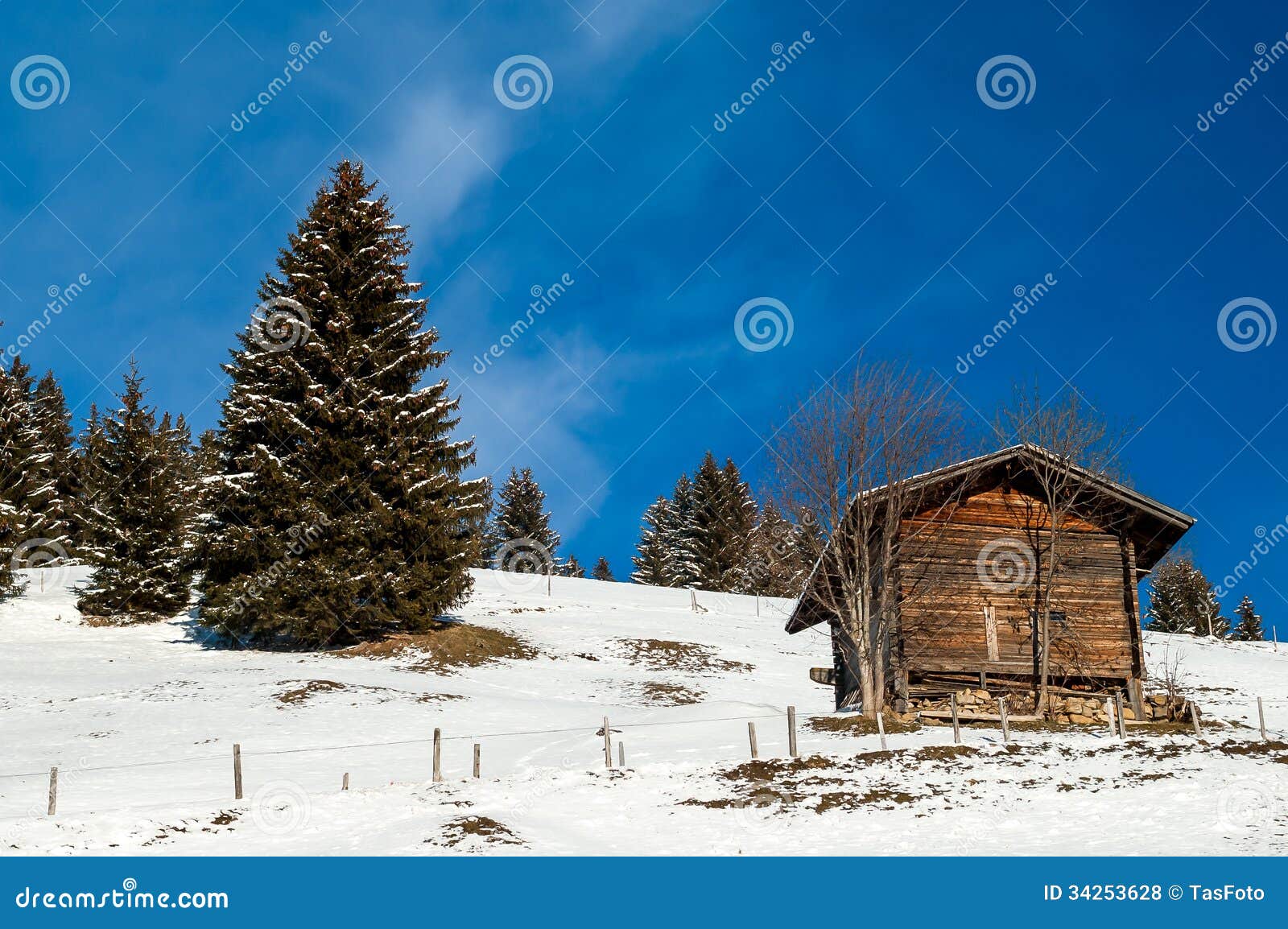Shed in the Snow, Switzerland Stock Photo - Image of europe, brown ...