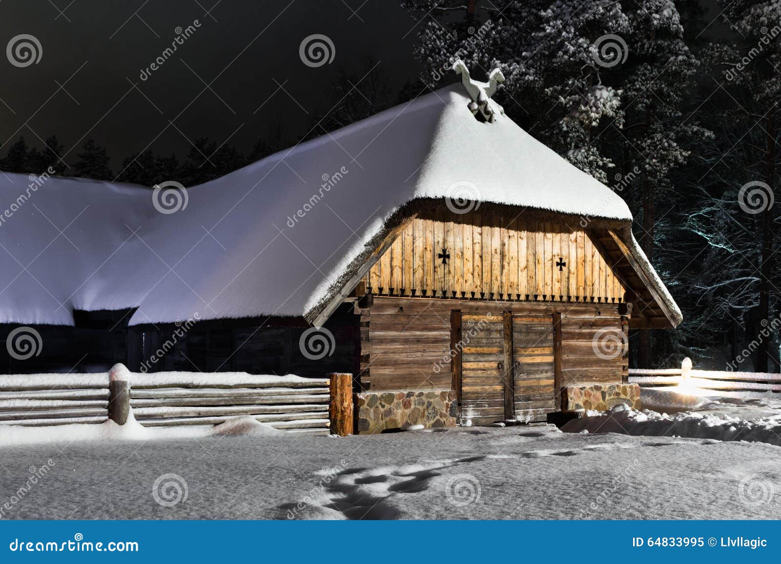 Shed in the winter night stock image. Image of wood, europe - 64833995