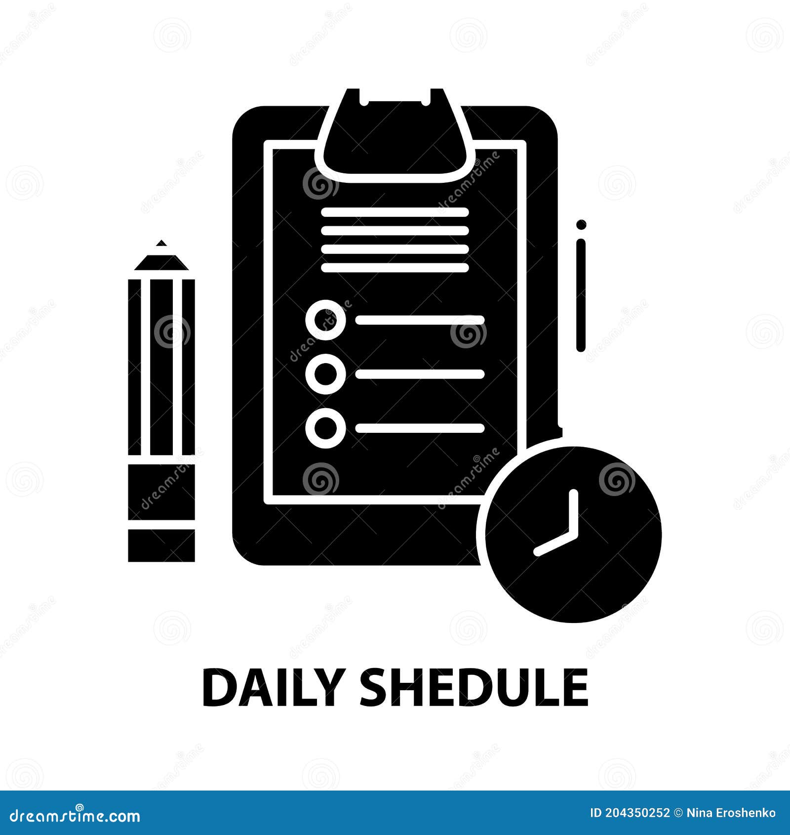 Daily Shedule Icon, Black Vector Sign with Editable Strokes, Concept ...