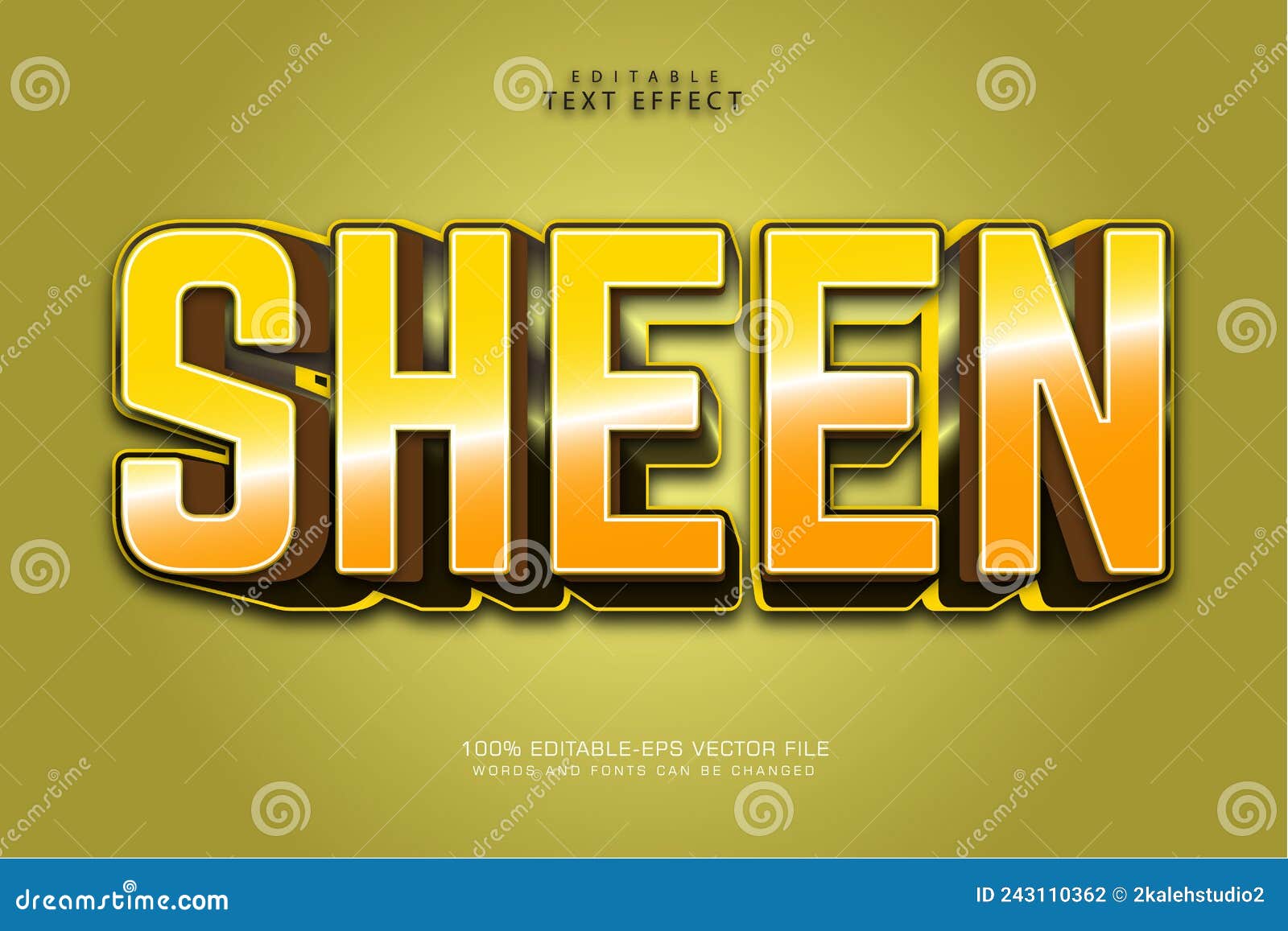 Sheen Editable Text Effect 3 Dimension Emboss Modern Style Stock Vector ...