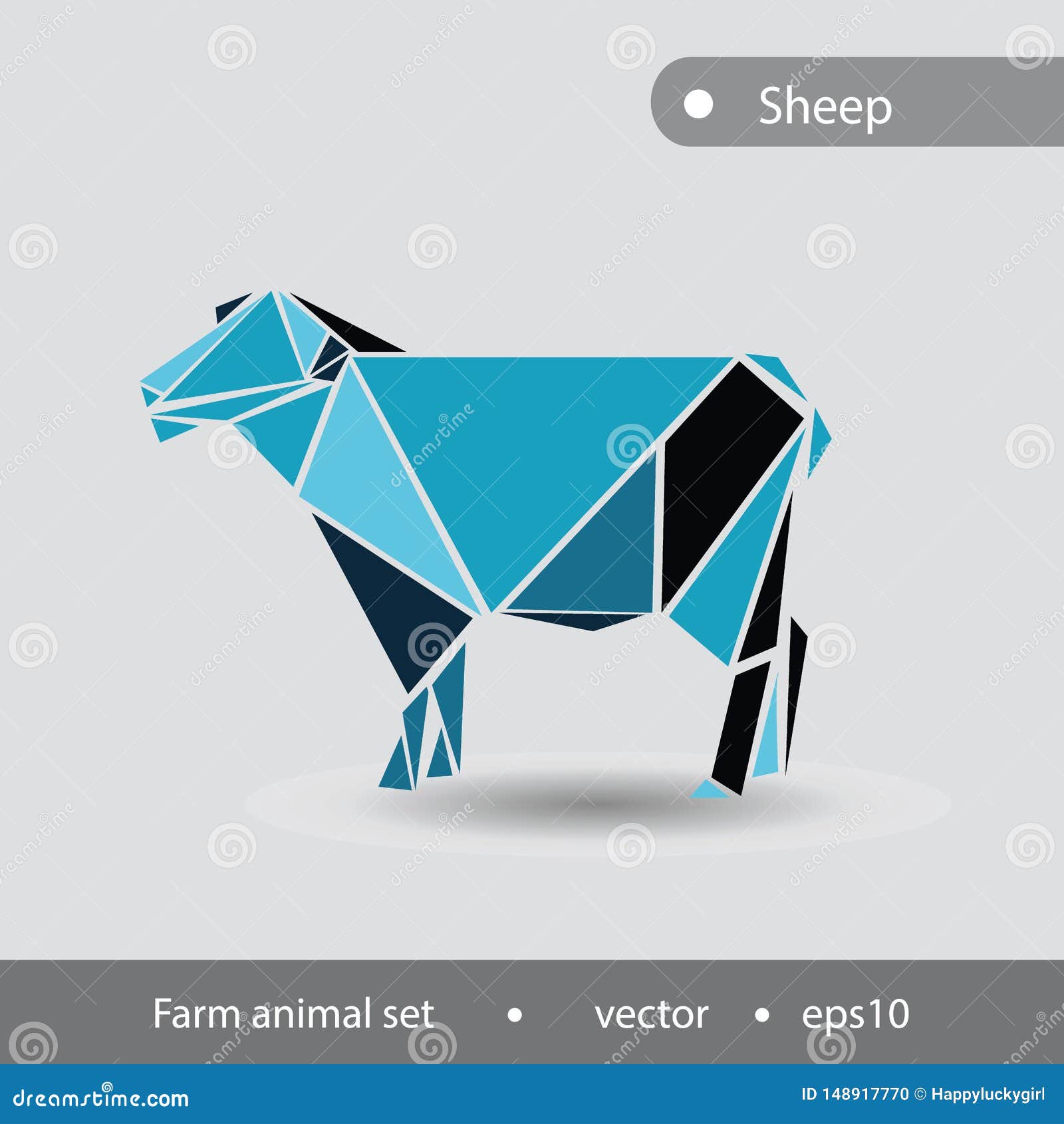 Sheep Abstract Illustration of Farm Animals, Flat Image Stock Vector ...
