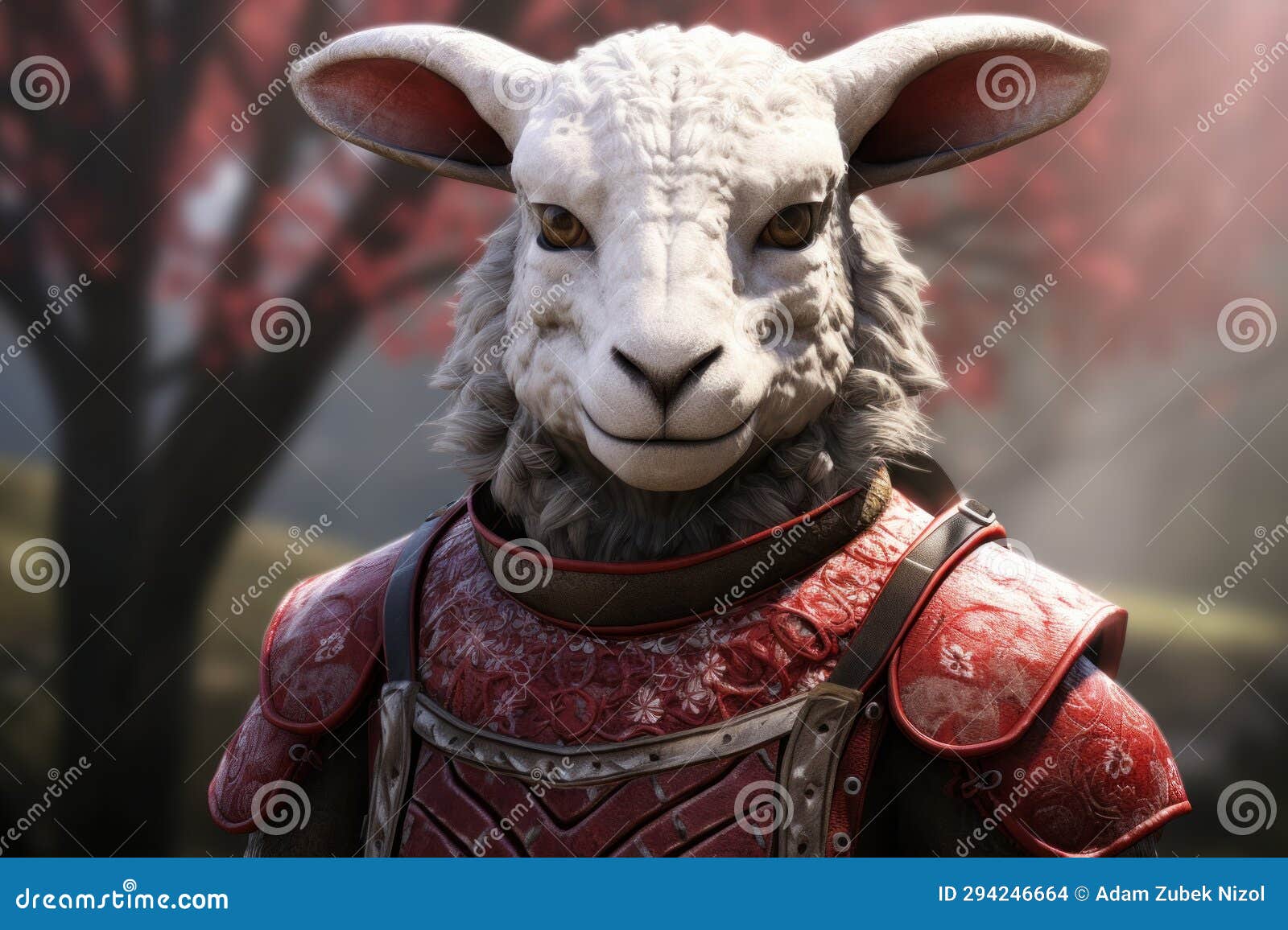 A sheep in armor with ears stock illustration. Illustration of fluffy ...