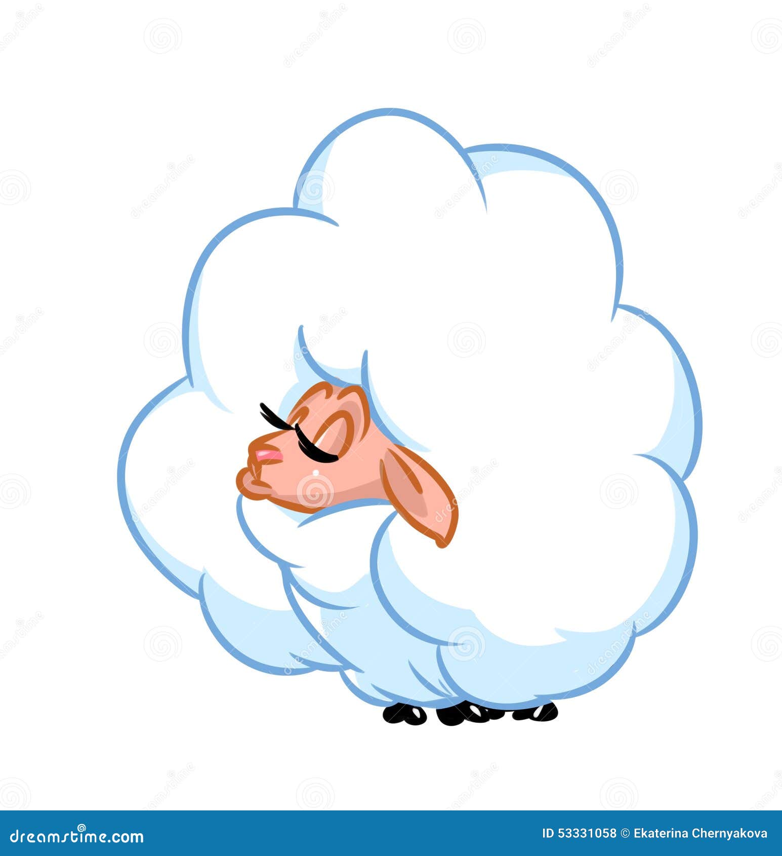 Sheep Beautiful Fluffy Cartoon Stock Illustration - Illustration of ...