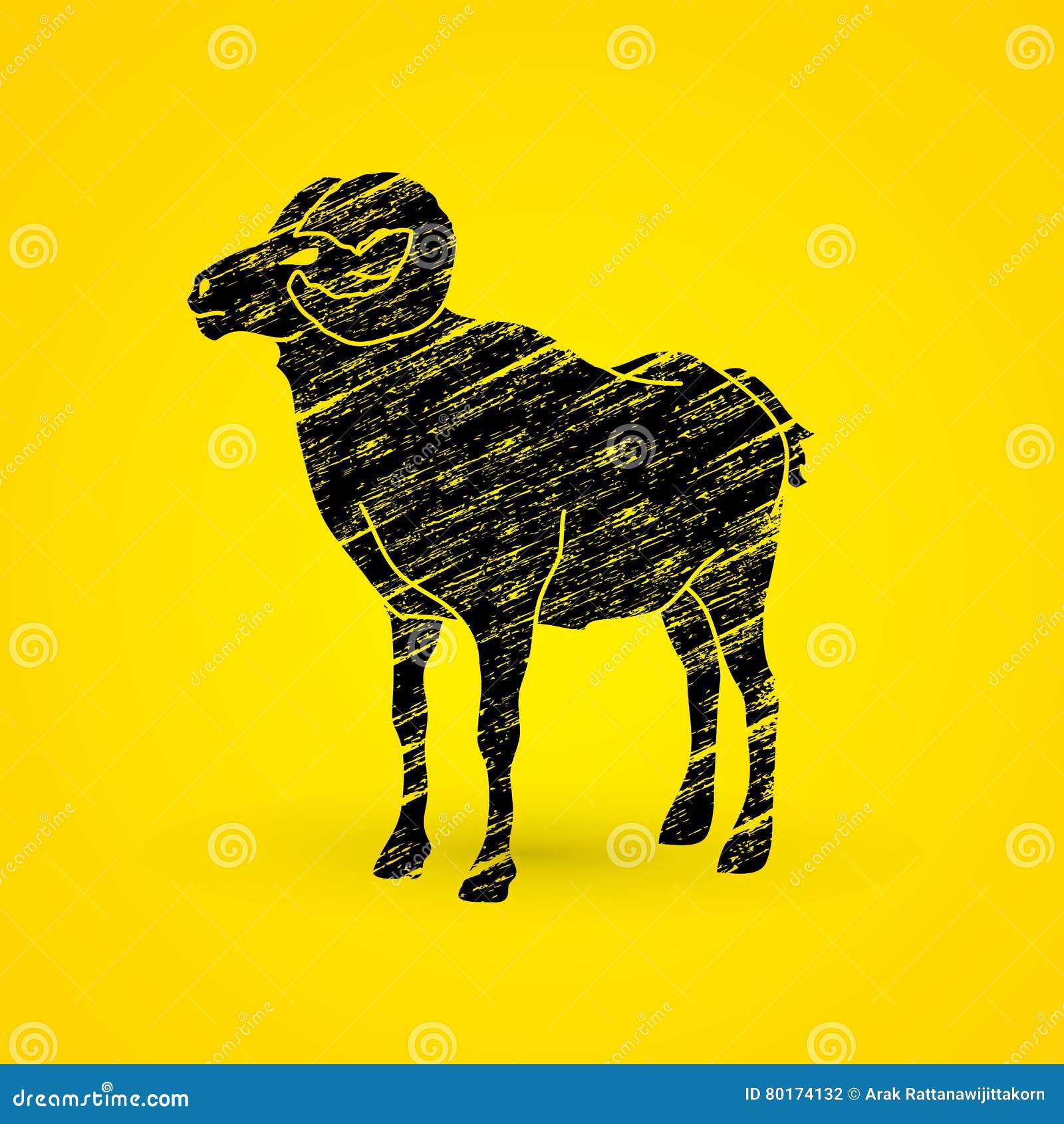 Sheep Big Horn stock vector. Illustration of horn, grass - 80174132