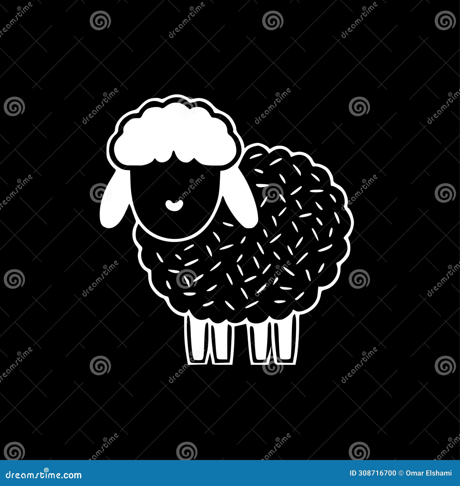 Sheep - Black and White Isolated Icon - Vector Illustration Stock ...