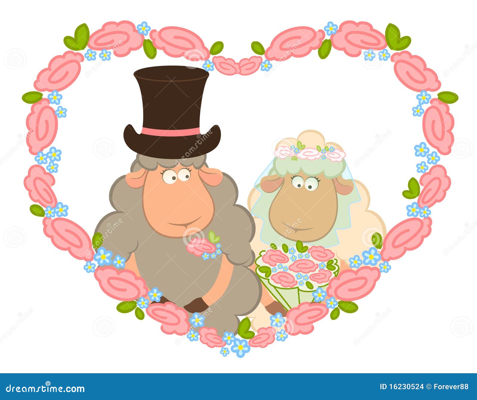 Sheep Bridegroom And Bride Vector Illustration | CartoonDealer.com ...