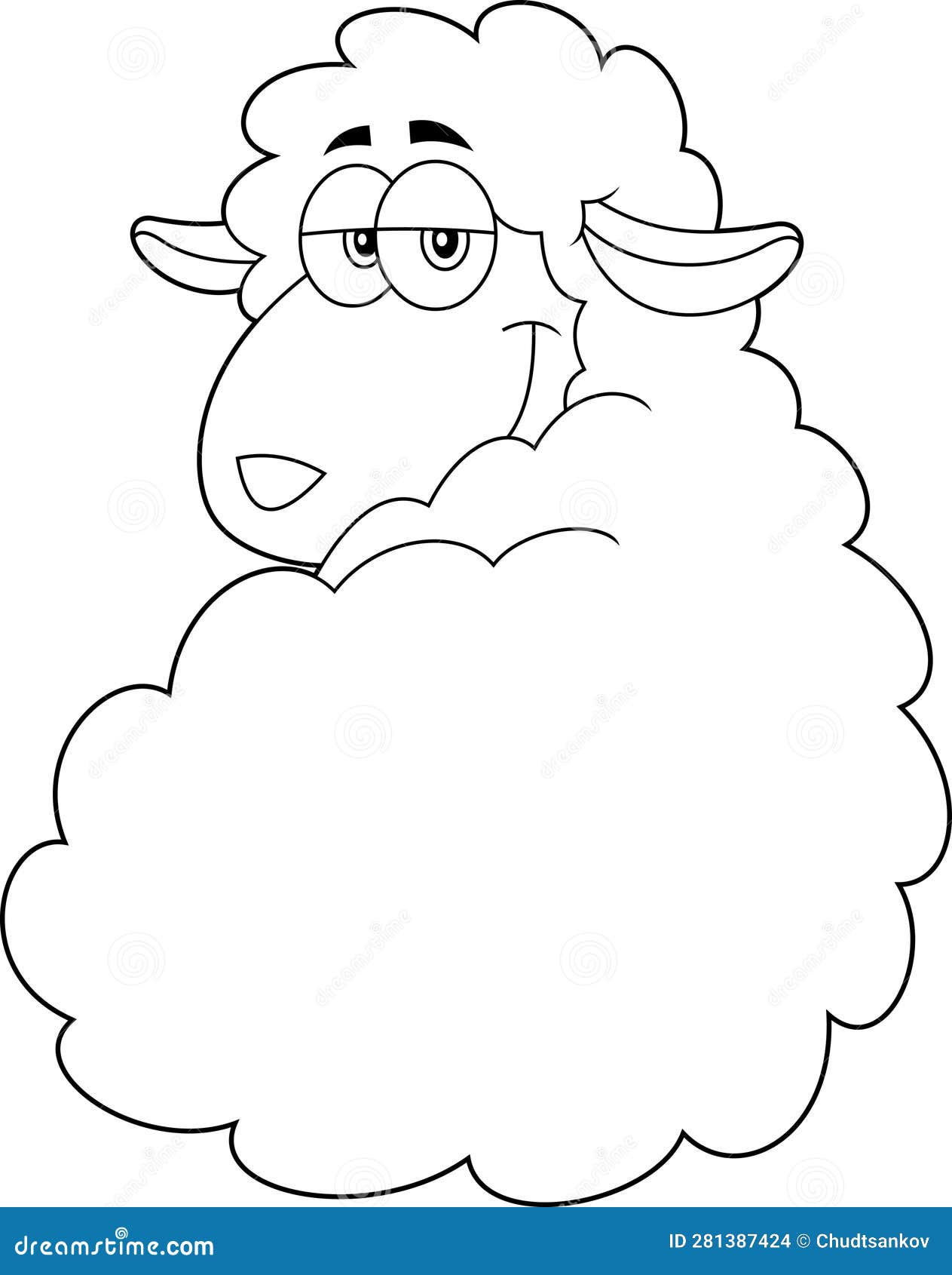 Outlined Smiling Female Sheep Cartoon Character Stock Vector ...