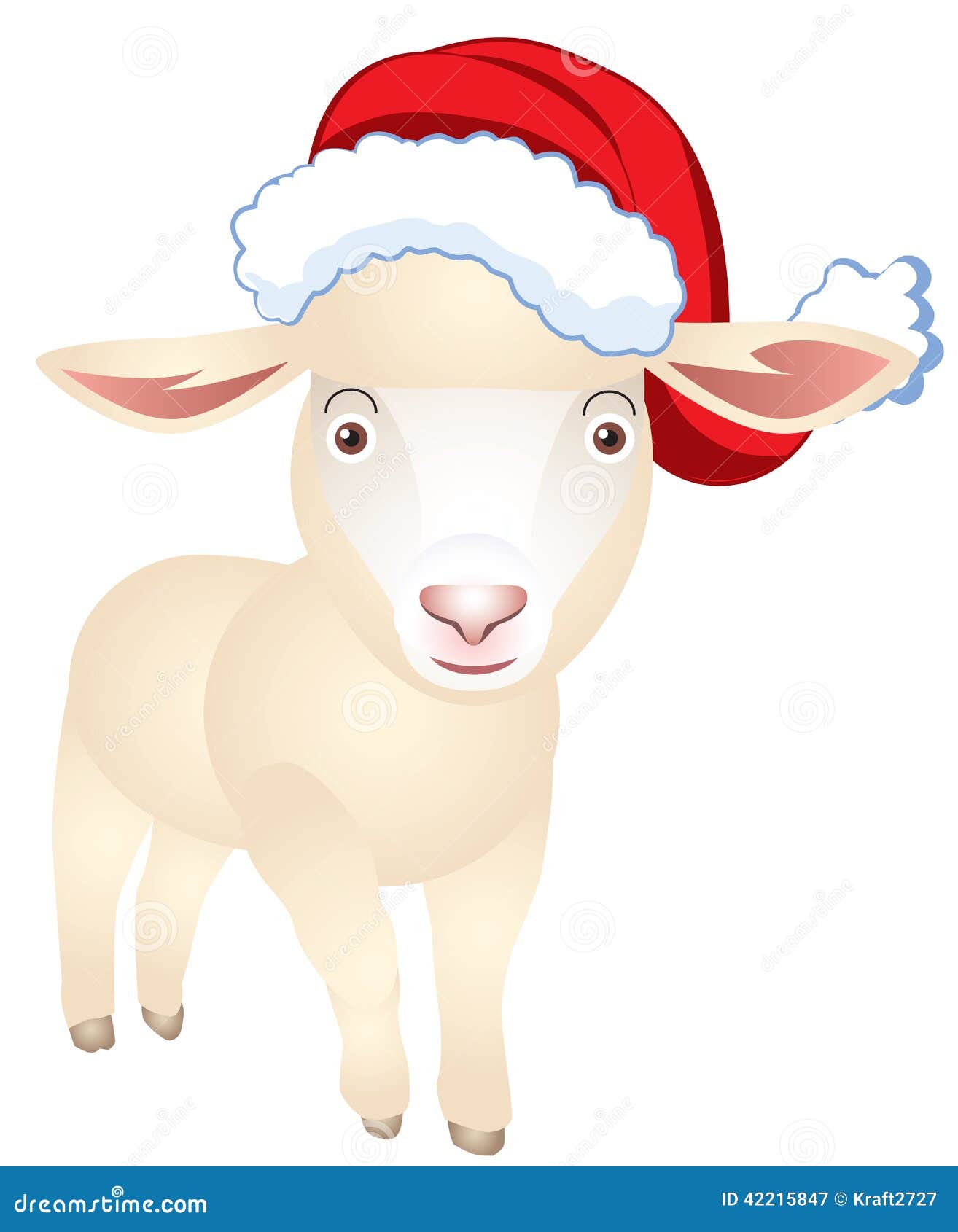 Sheep in a Cap of Santa Claus Stock Illustration - Illustration of ...