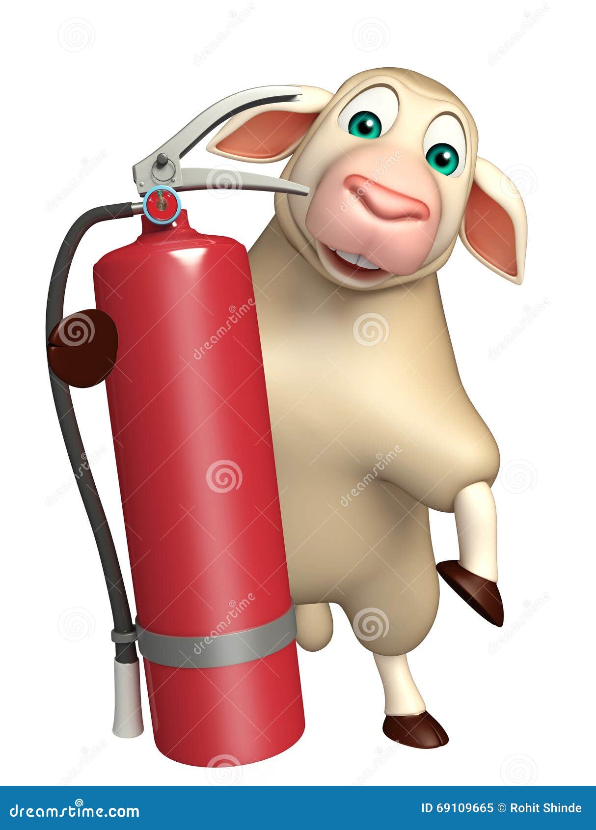 Sheep Cartoon Character With Fire Extinguisher Royalty-Free ...