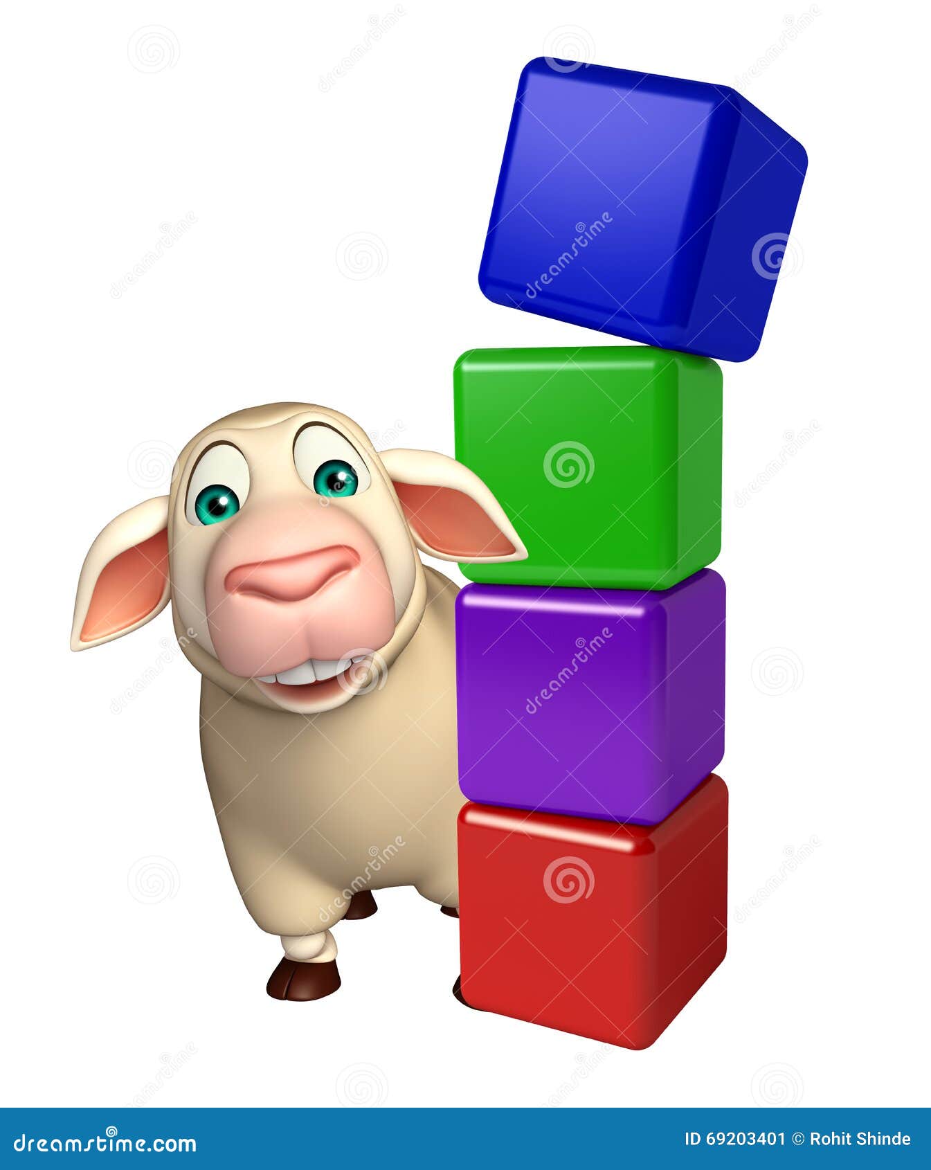 Cube Sheep 3D Render Model Stock Image | CartoonDealer.com #221252275