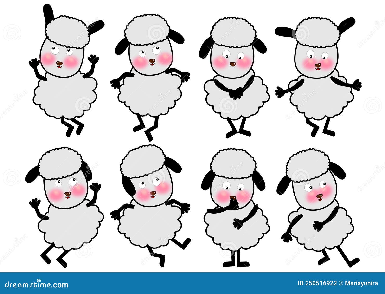 Sheep Cartoon Set Isolated Illustration Stock Illustration ...