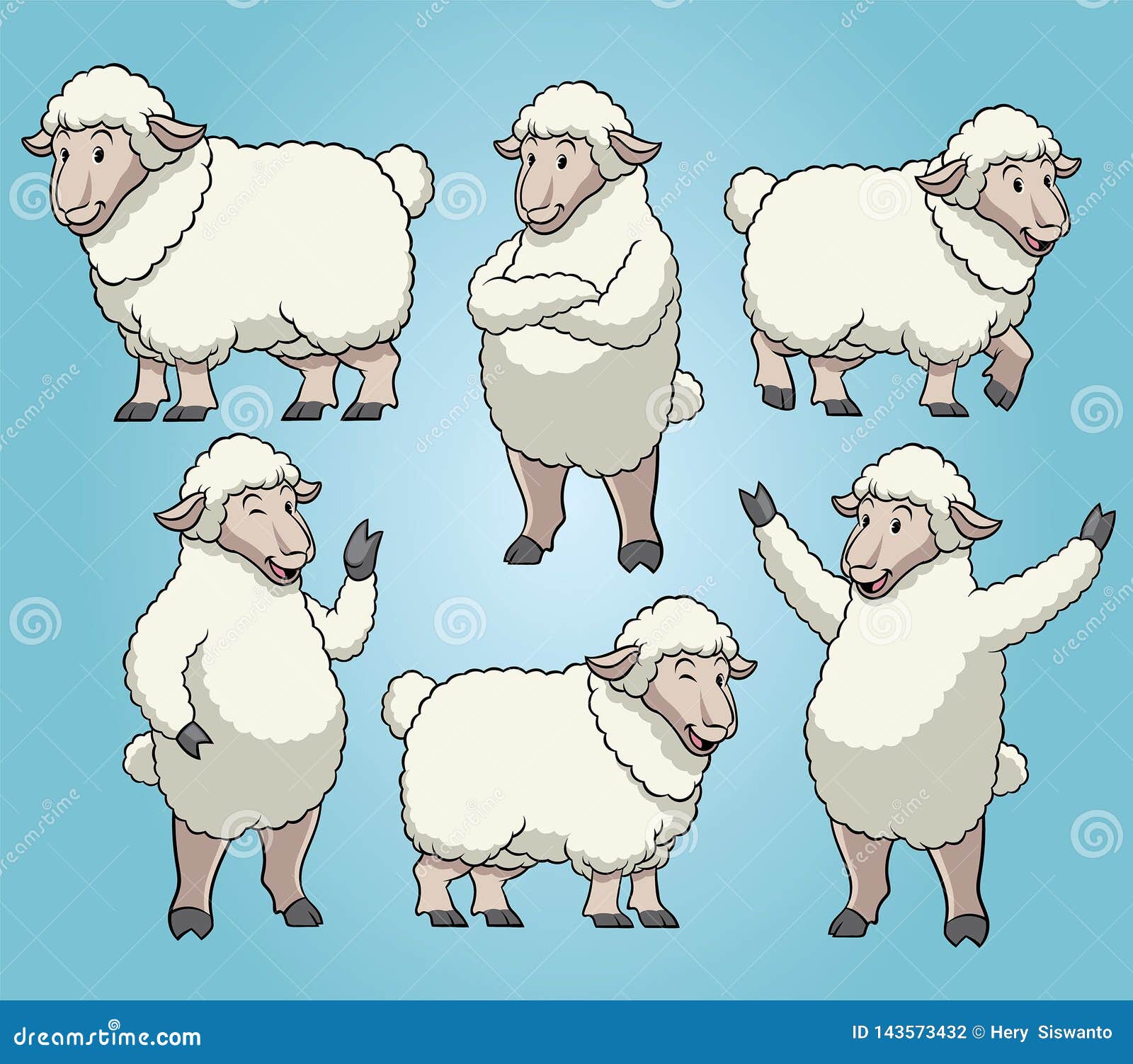 Set Of Cartoon Sheep In Different Poses | CartoonDealer.com #162414095