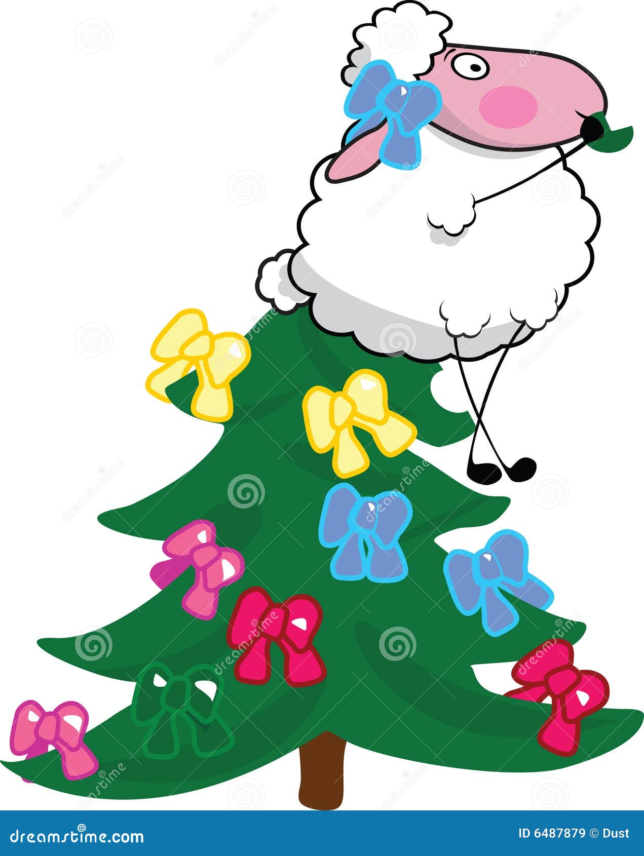 Sheep on christmas tree stock vector. Illustration of christmas - 6487879