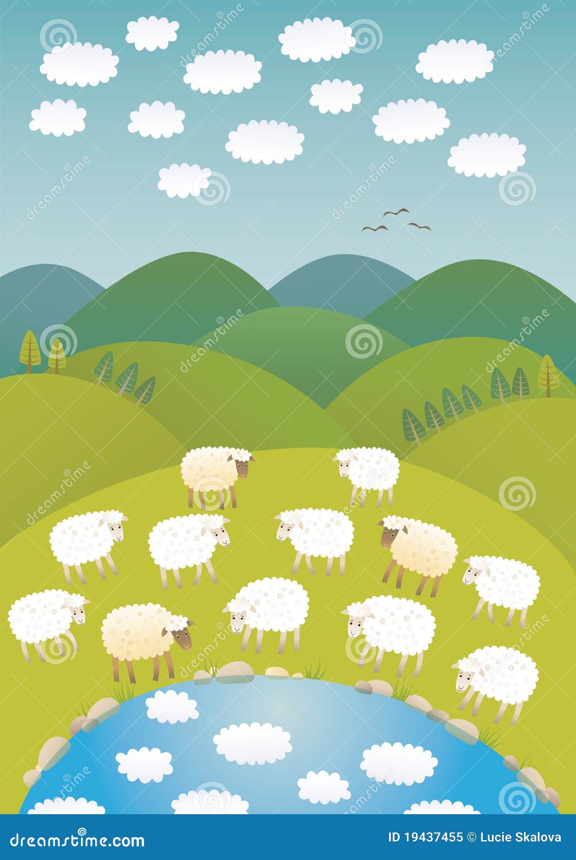 Sheep and clouds stock vector. Illustration of look, cute - 19437455