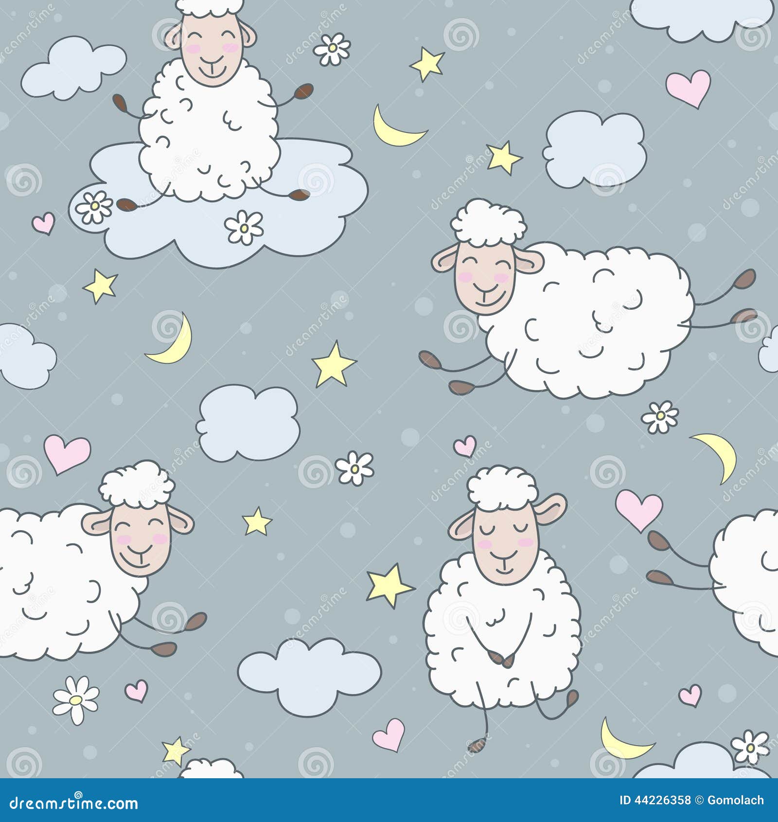 Sheep on clouds stock vector. Illustration of farm, blue - 44226358