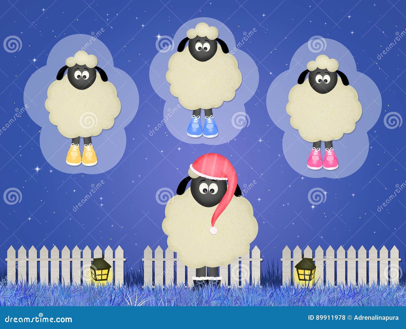 Sheep counting sheeps stock illustration. Illustration of counting - 89911978