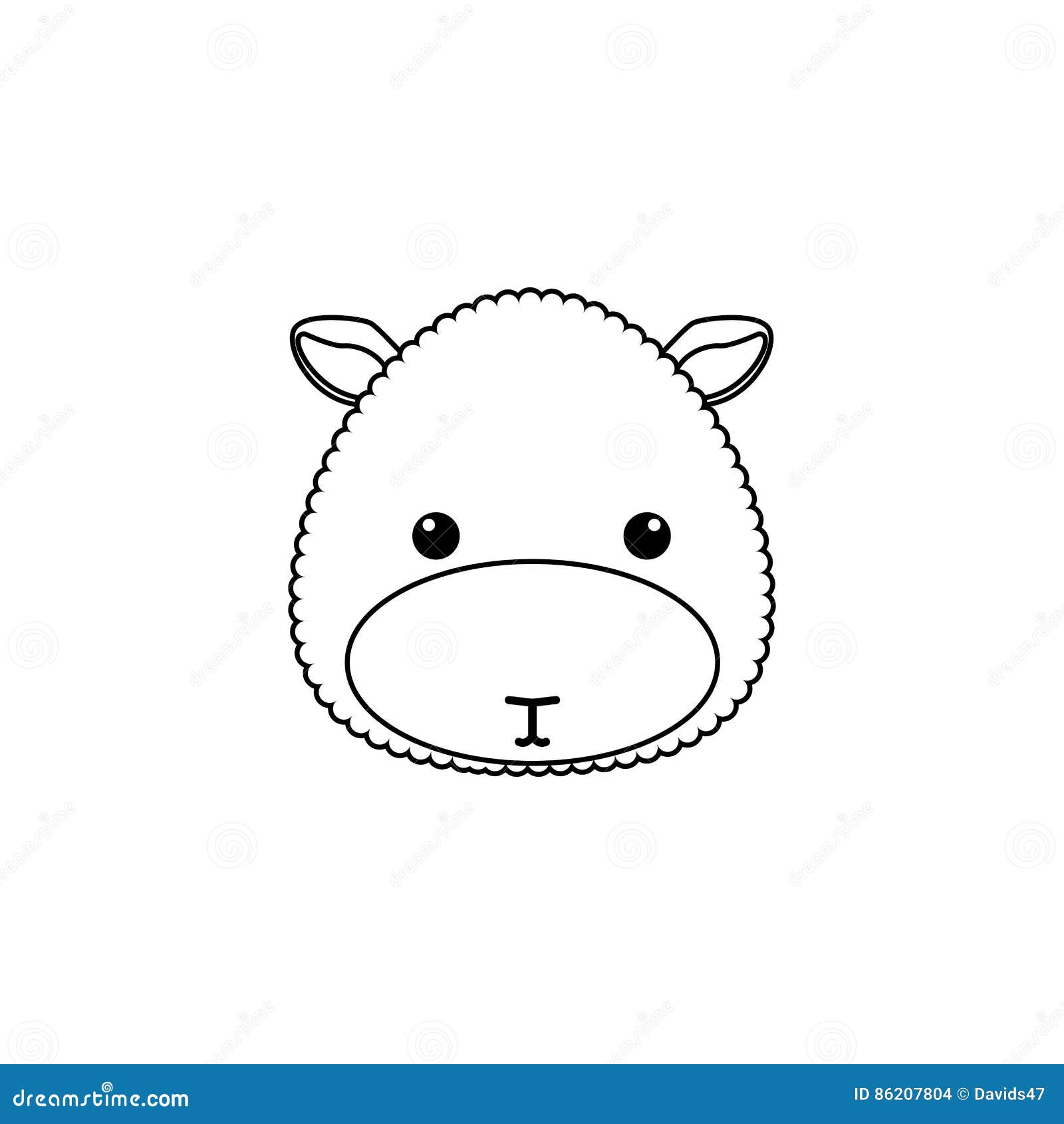 Sheep Drawing Face stock vector. Illustration of collection - 86207804
