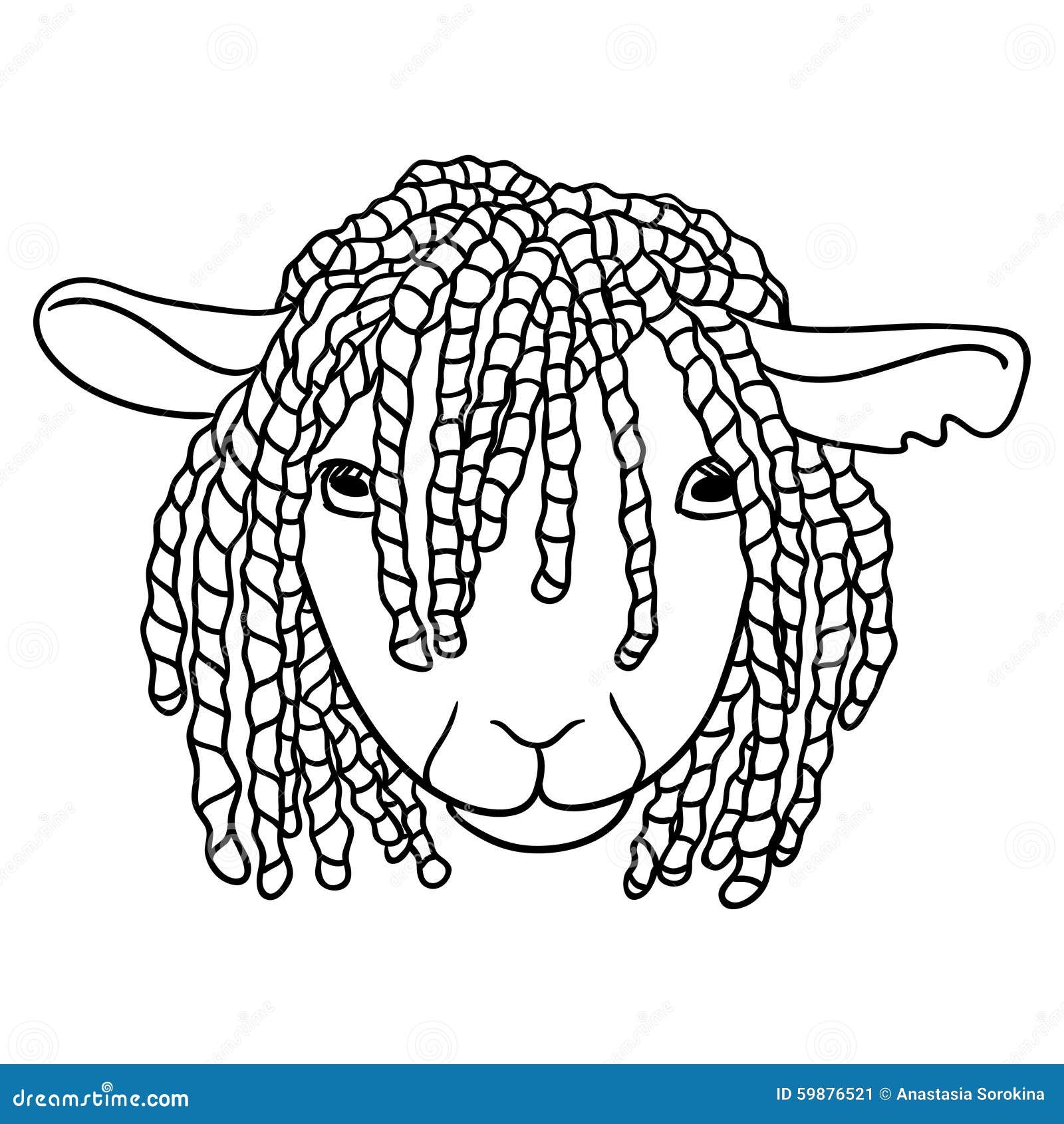 Sheep with dreadlocks stock illustration. Illustration of graphic ...