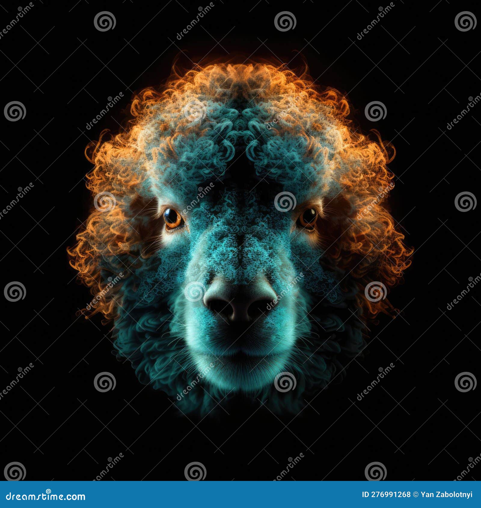 Sheep Face Shape in Fire on Black Background. Generative AI Stock ...