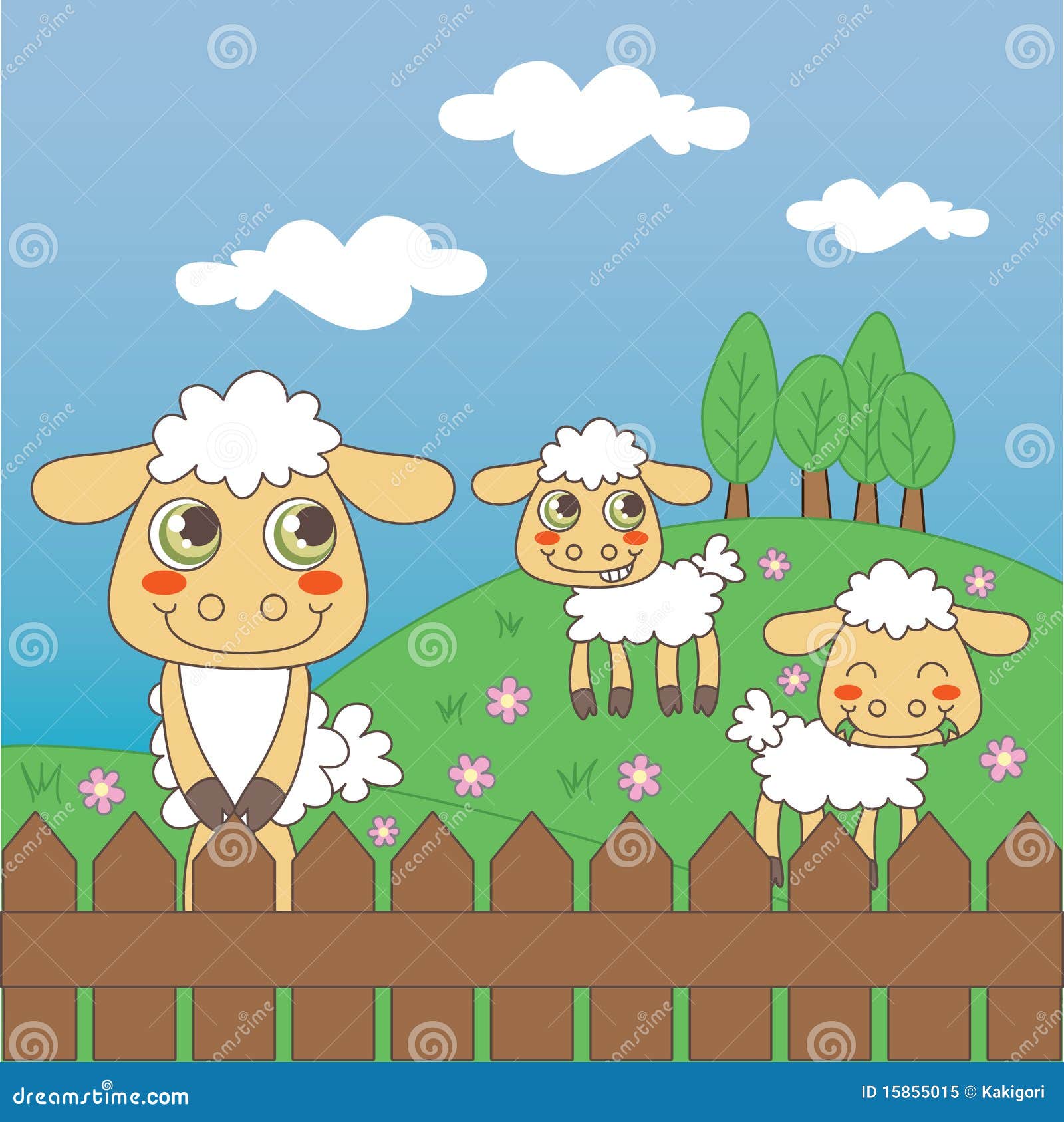Sheep farm field stock vector. Illustration of farm, grass - 15855015