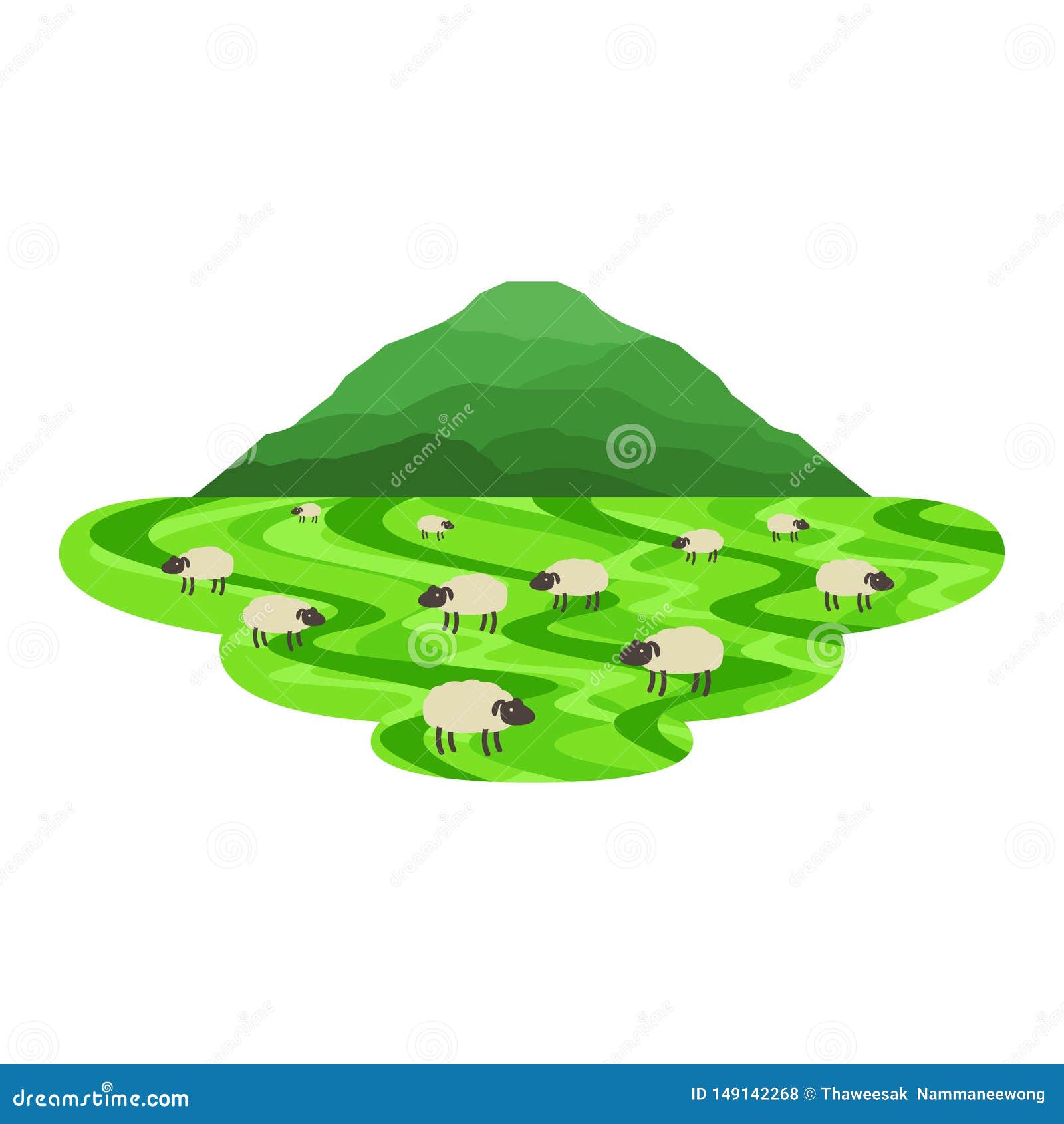 Sheep in the Field Countryside Landscape Stock Vector - Illustration of ...