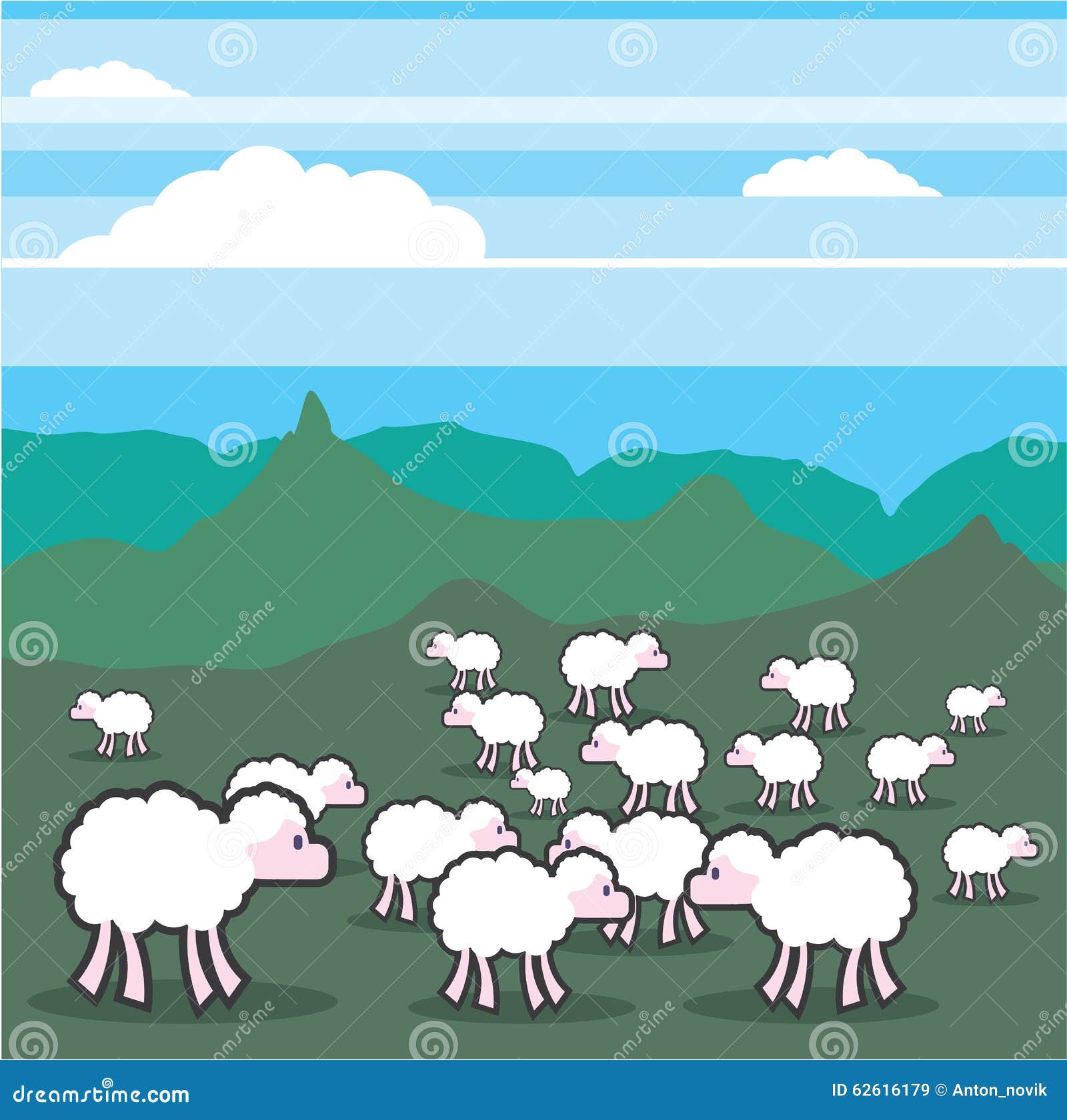 Sheep in the Field Vector stock vector. Illustration of food - 62616179