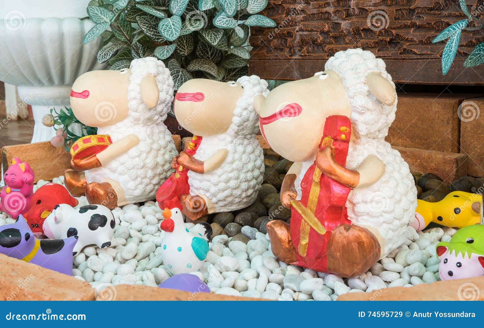 Sheep Figure Music Band Garden Stock Image - Image of musical, sheep ...