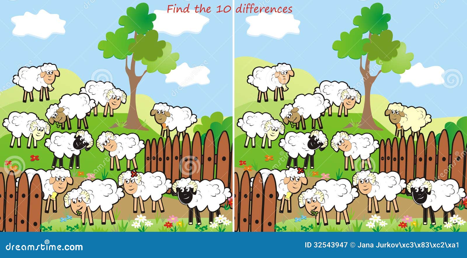 Sheep-find 10 differences stock illustration. Illustration of ...