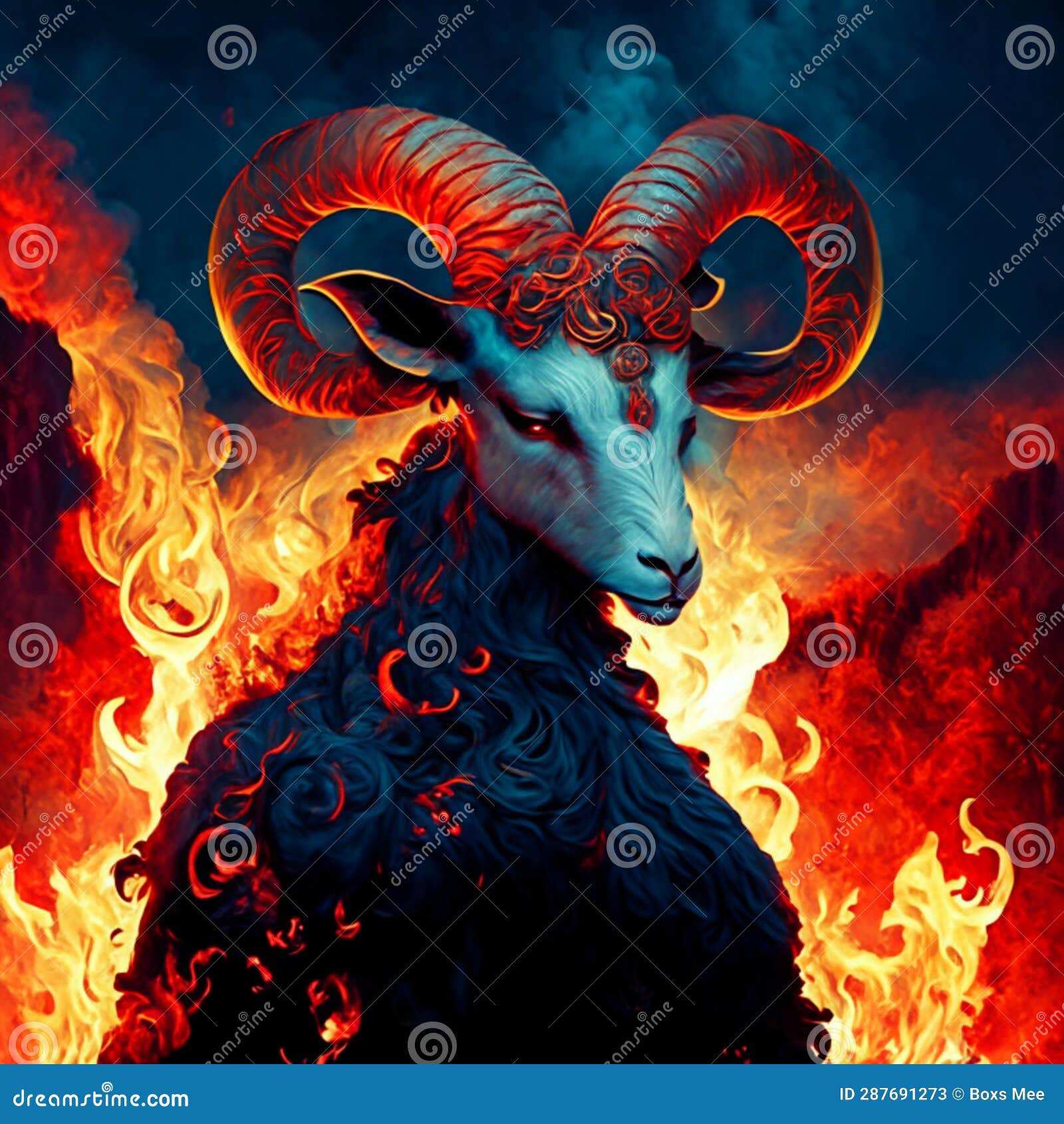 Sheep in the Fire, 3d Illustration, 3d Rendering AI Generated Stock ...