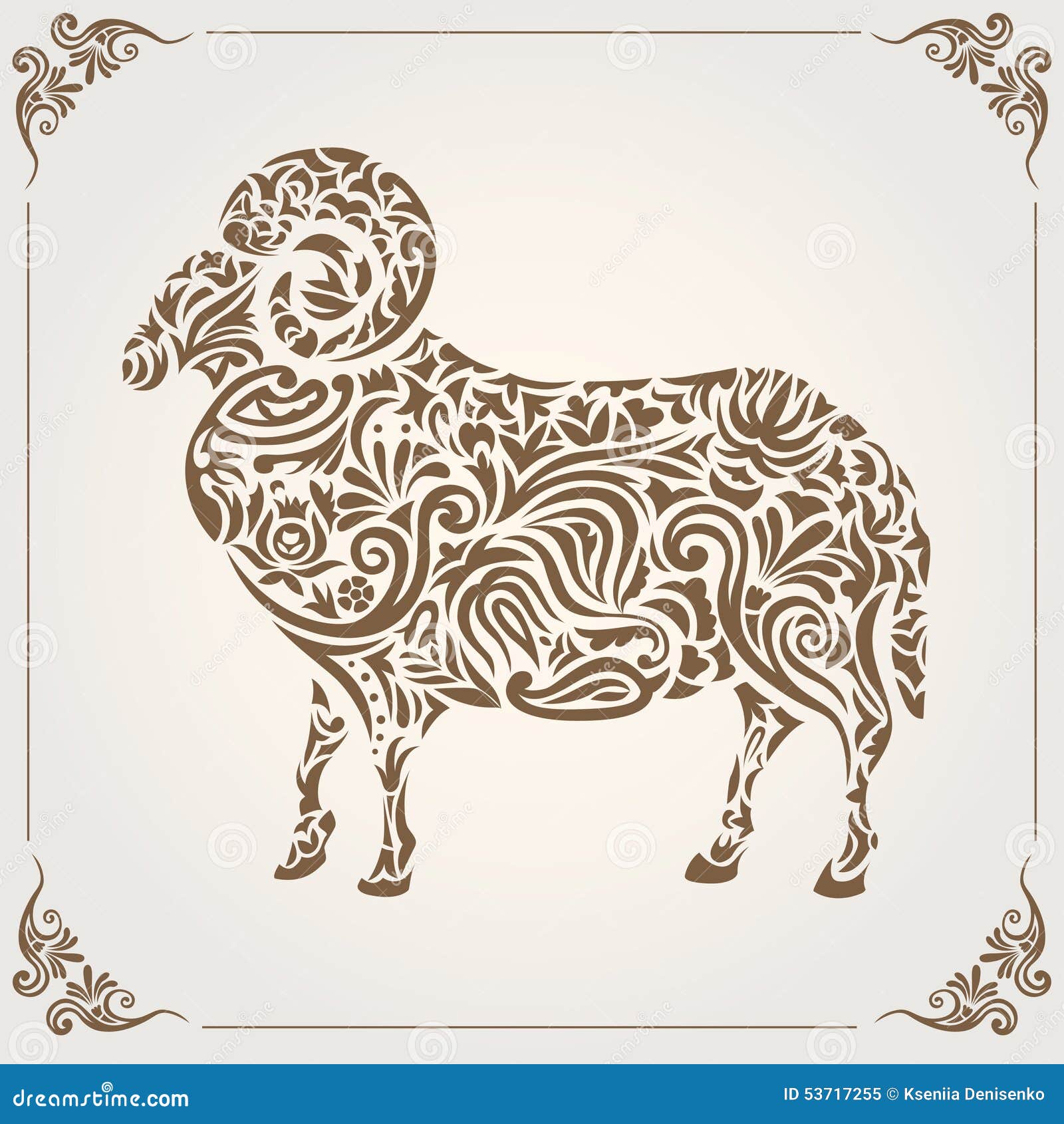 Sheep with floral design stock vector. Illustration of decorative ...
