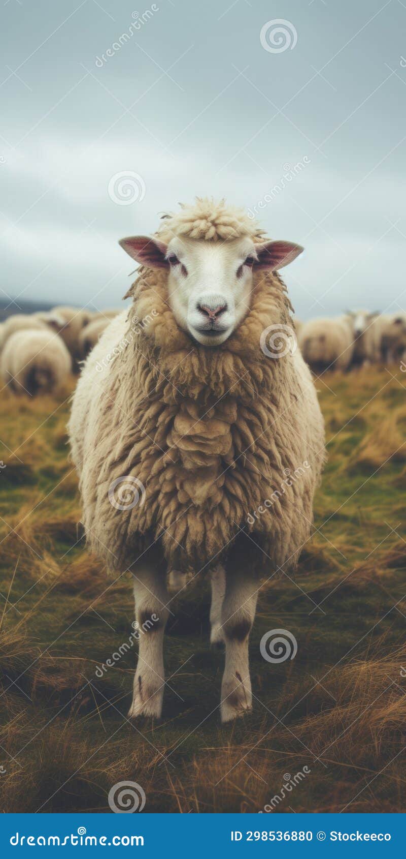 Empathetic Sheep: a Colorized Portrait in a Field Stock Illustration ...