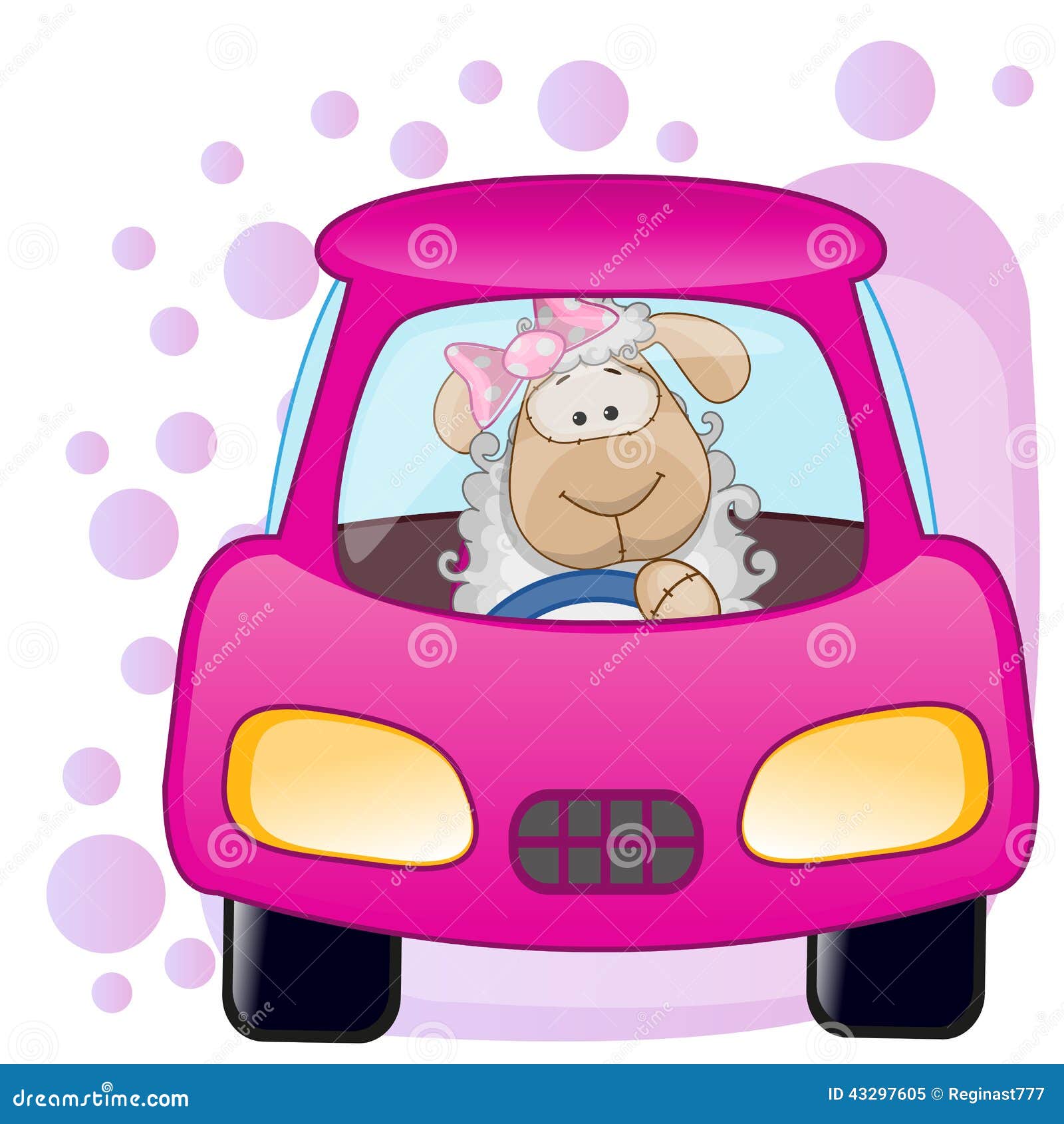 Sheep girl in a car stock vector. Illustration of illustrations - 43297605
