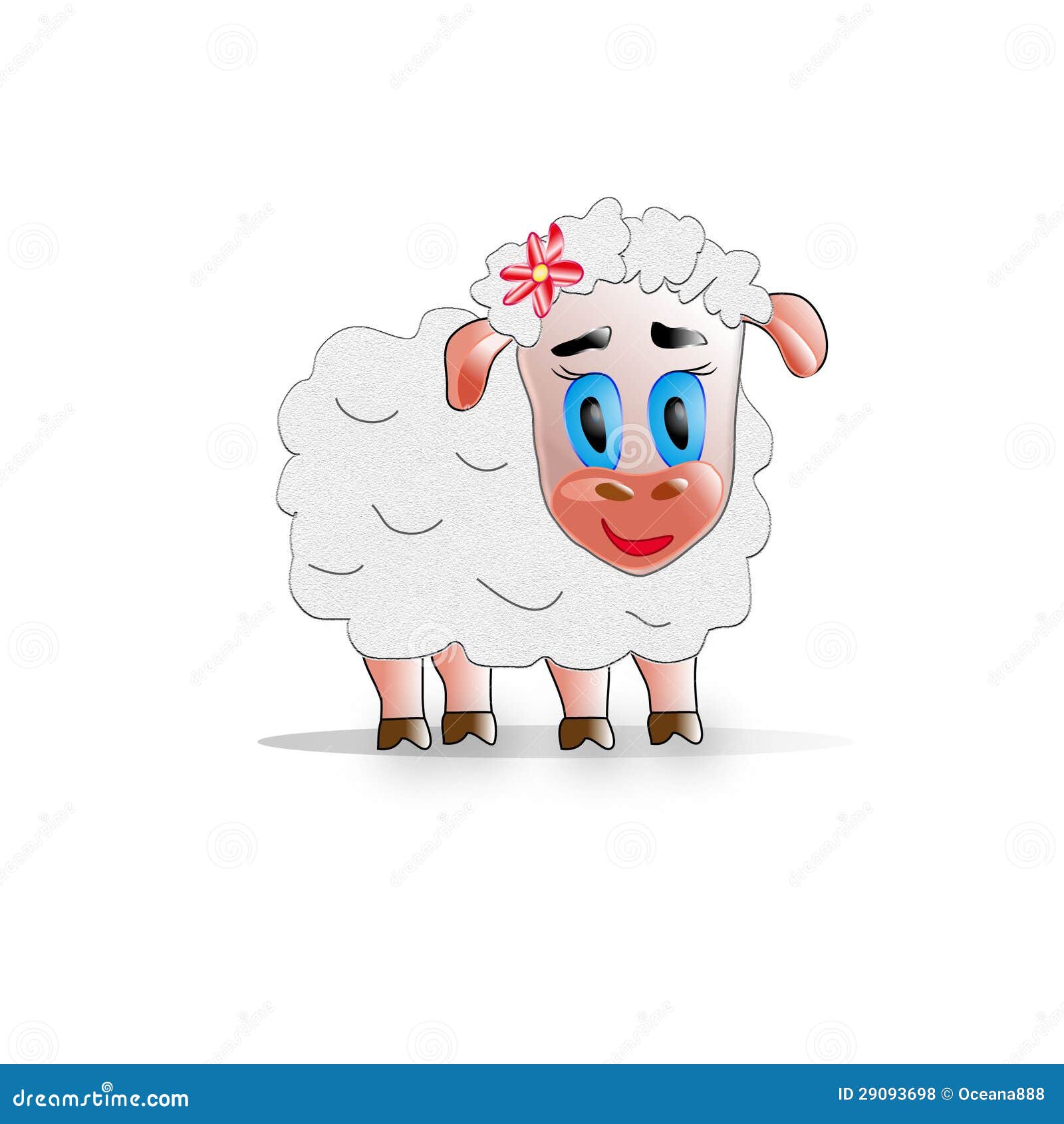 Sheep girl with flower stock illustration. Illustration of white - 29093698