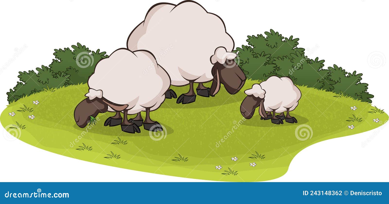 Sheep Grazing. Sheep on Grass Field Stock Vector - Illustration of ...