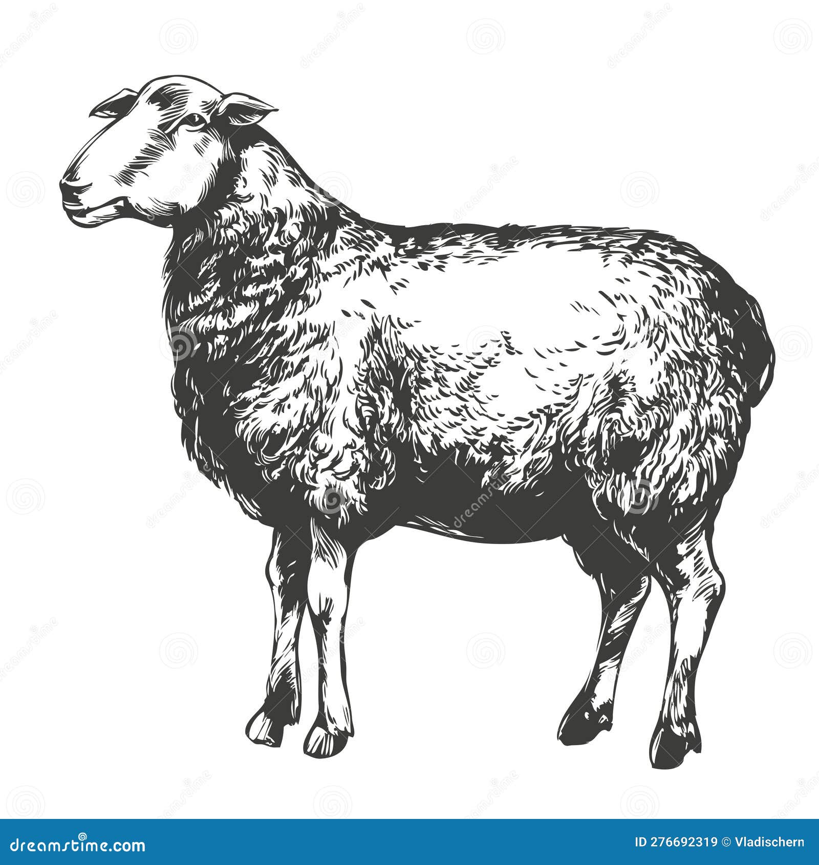 Sheep Hand Drawn Vector Illustration Realistic Sketch | CartoonDealer ...