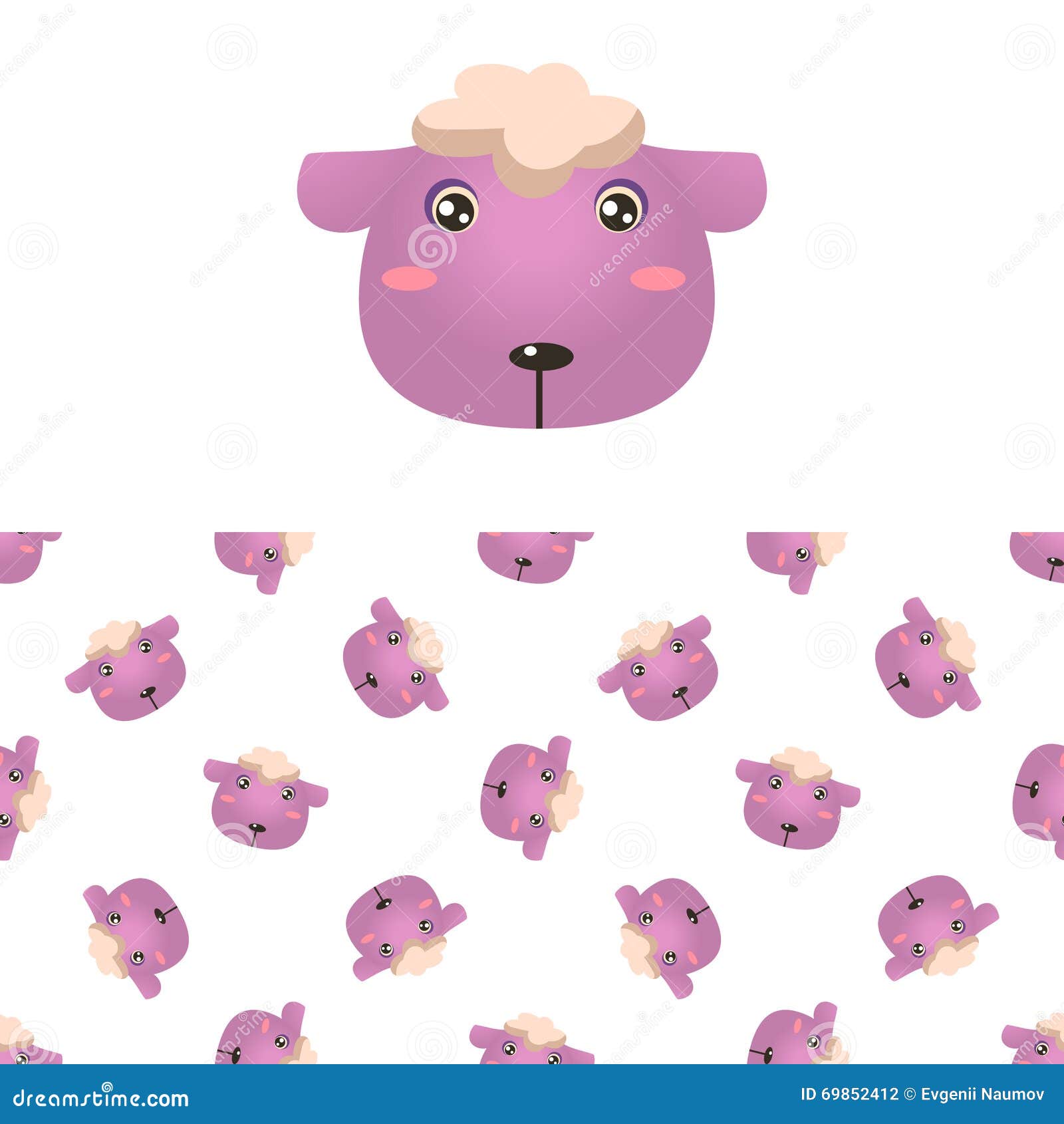 Sheep Head Icon and Pattern Stock Vector - Illustration of comic ...