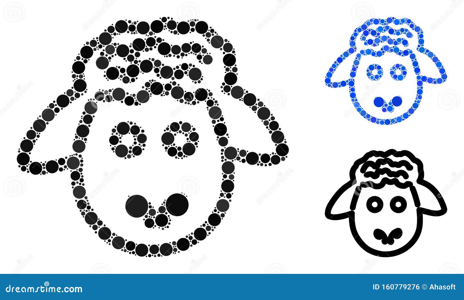 Sheep Head Mosaic Icon of Round Dots Stock Vector - Illustration of ...