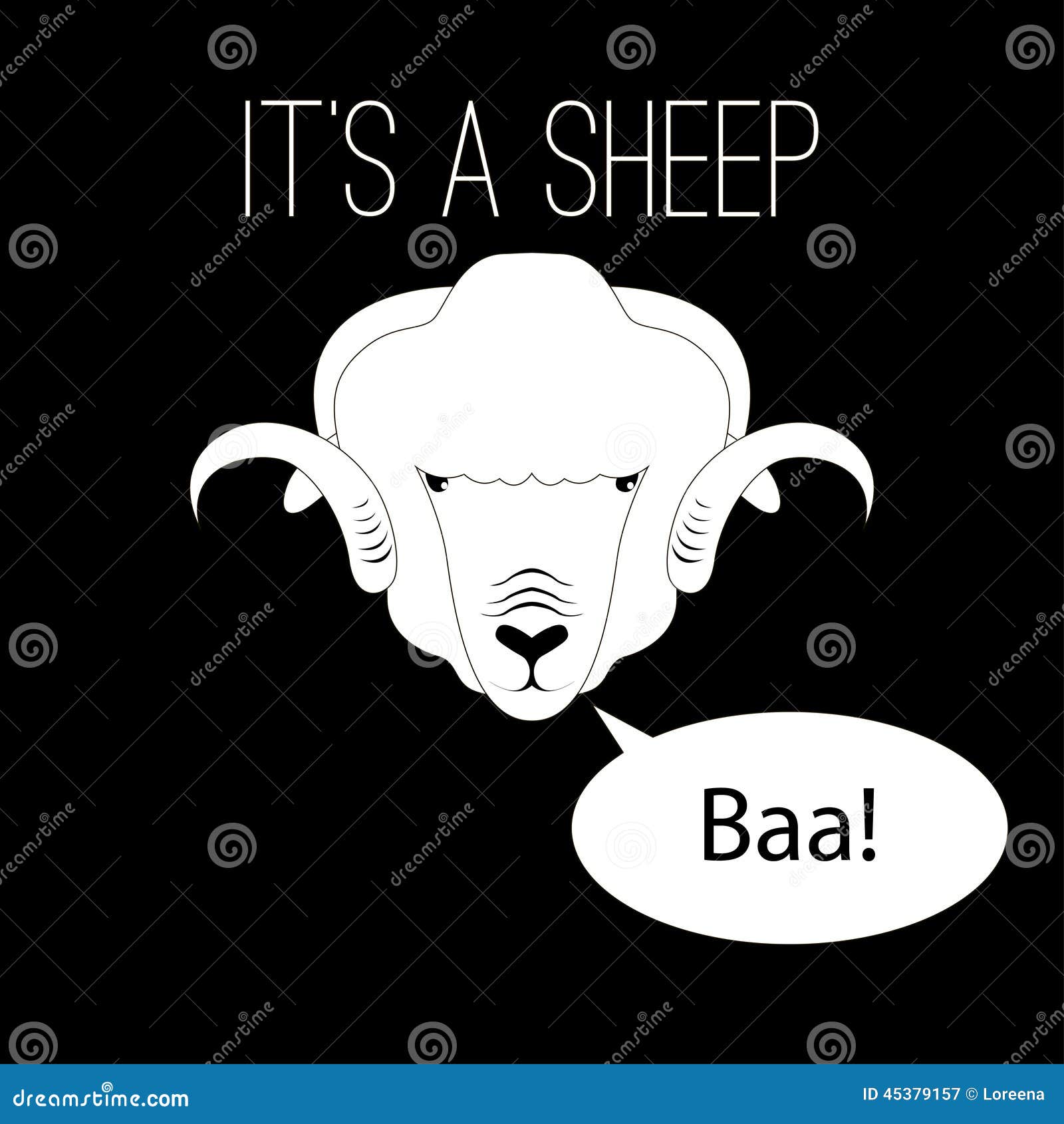 Sheep Head saying baa stock illustration. Illustration of horn - 45379157