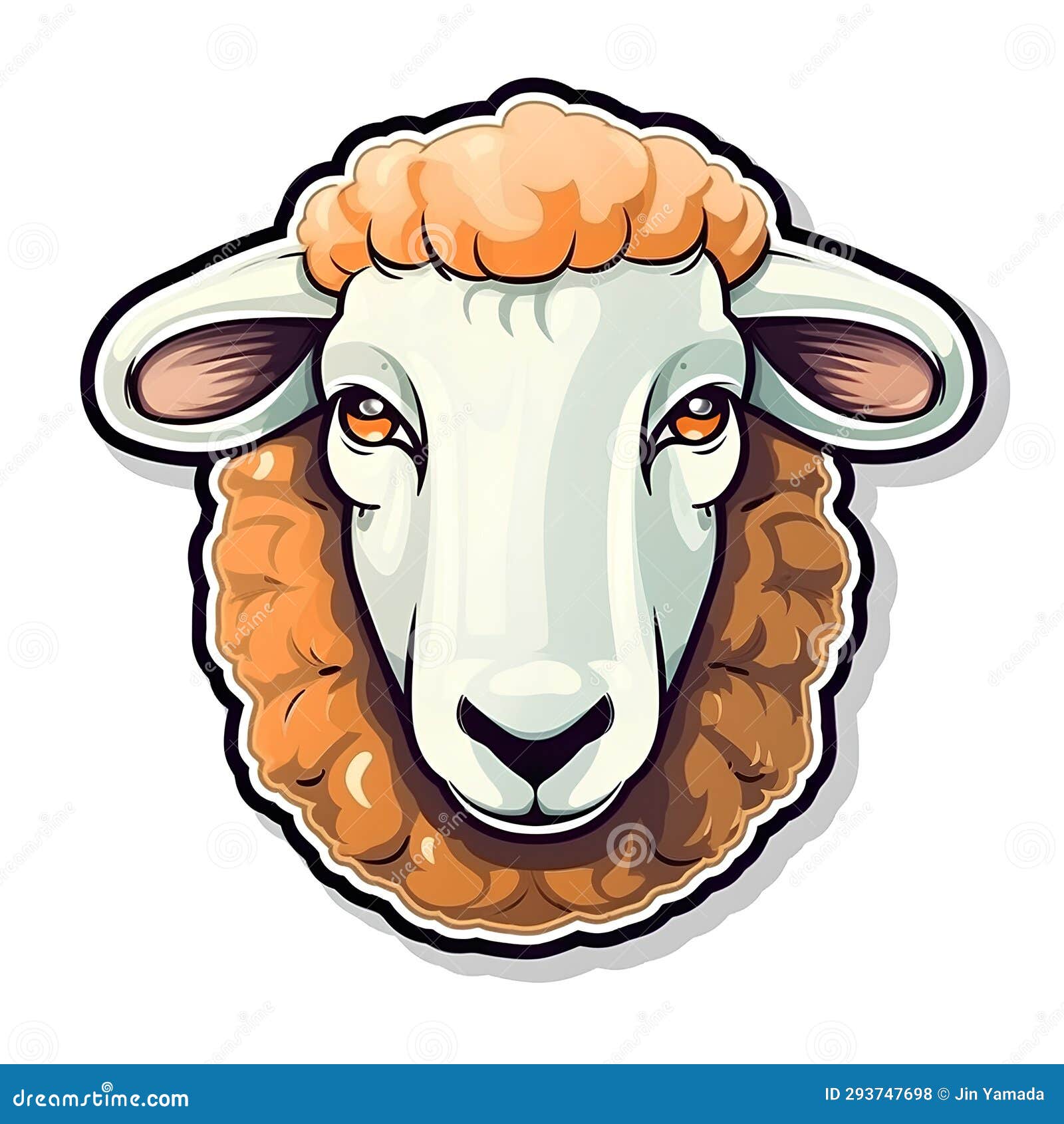 Sheep Head Sticker Isolated on White Background. Vector Illustration ...