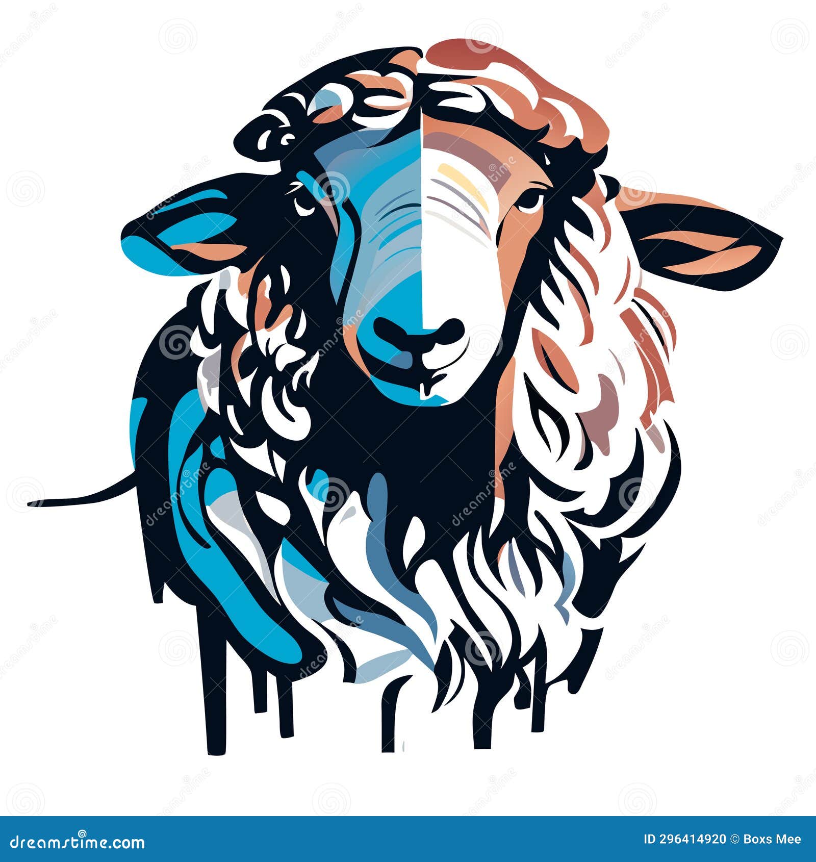 Sheep Head Vector Illustration. Isolated on a White Background Stock ...