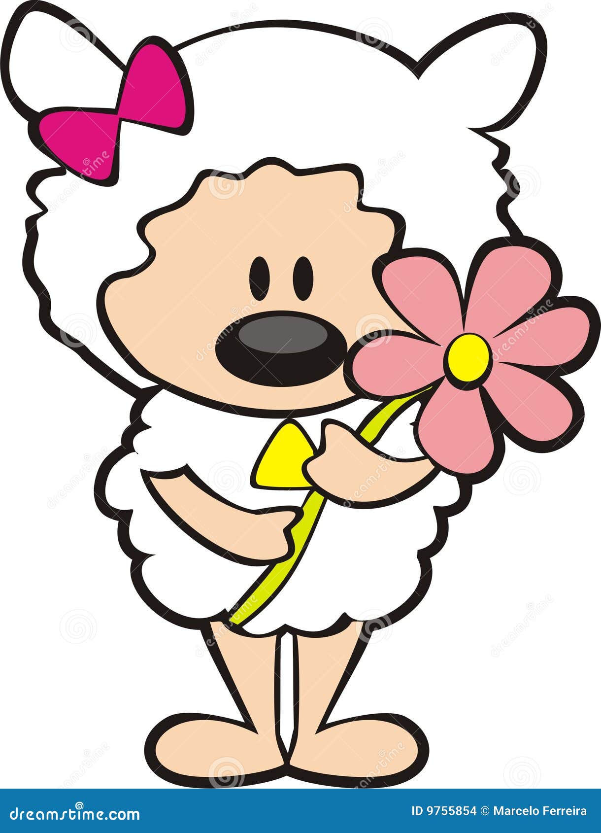 Sheep holding flower stock vector. Illustration of isolation - 9755854