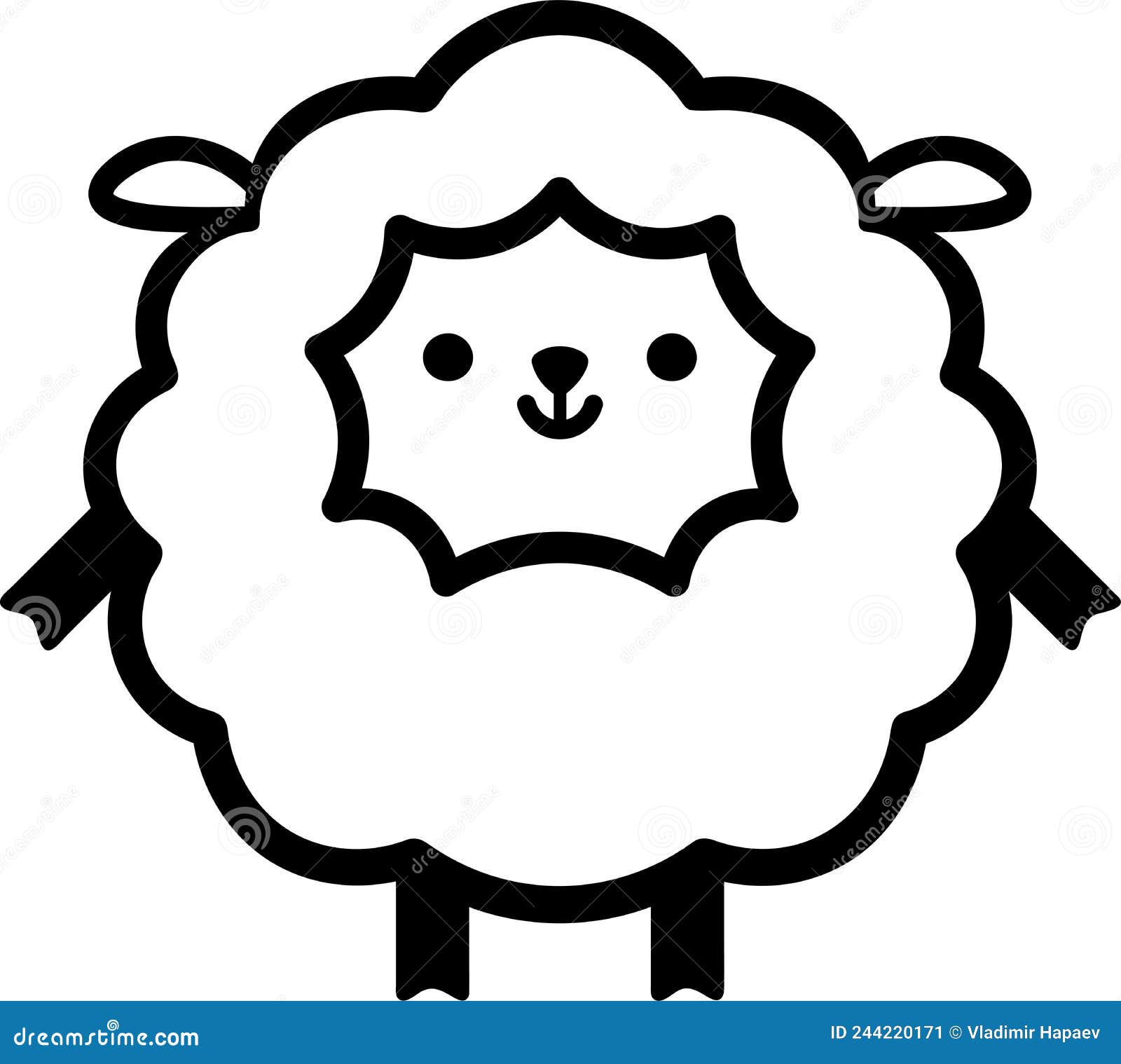 Sheep Icon. Hand Drawn Vector Illustration. Stock Vector - Illustration ...