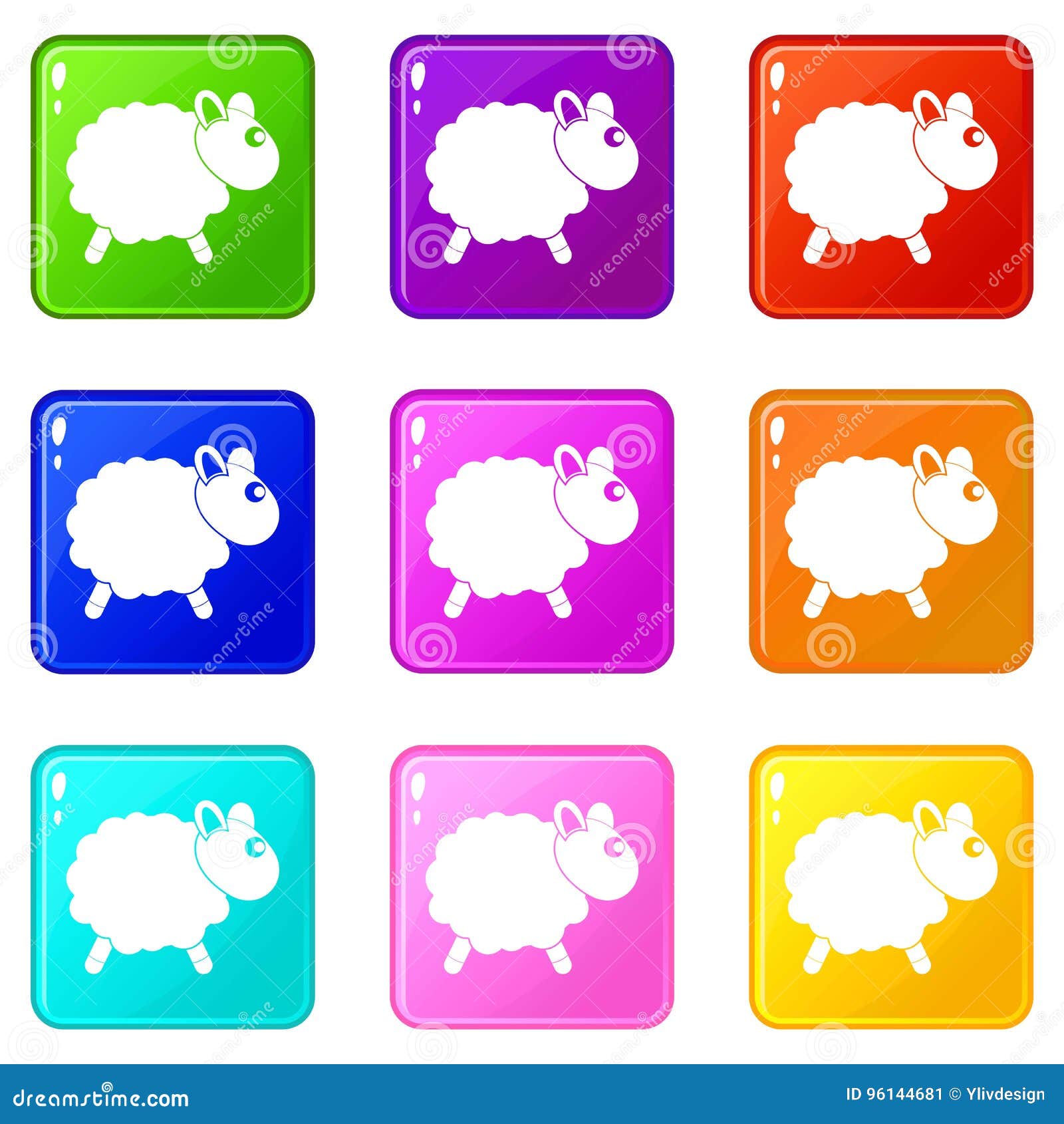 Sheep icons 9 set stock vector. Illustration of night - 96144681