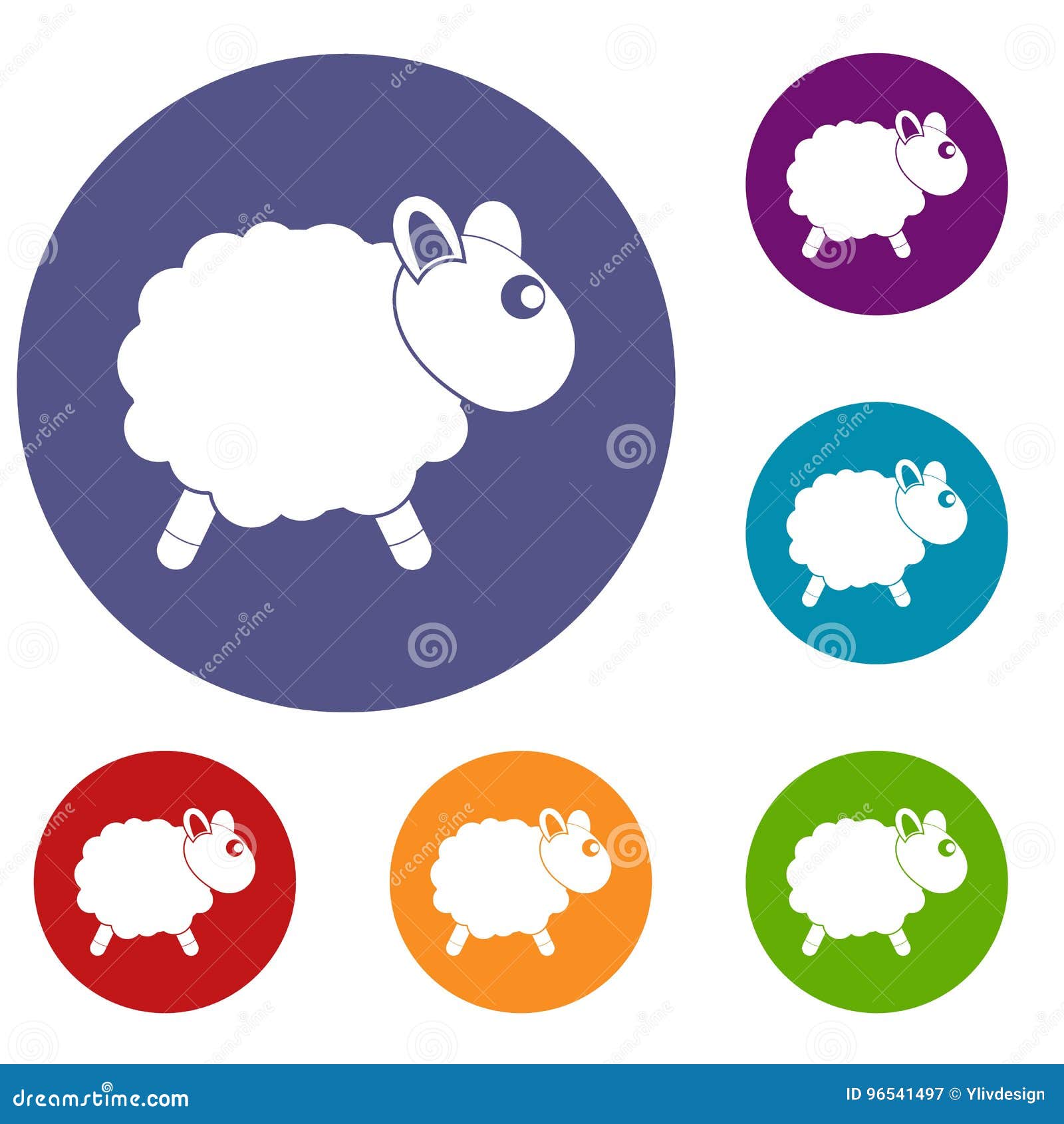 Sheep icons set stock vector. Illustration of funny, object - 96541497