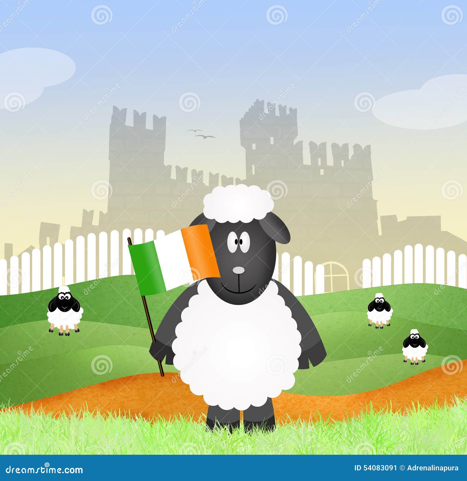 Sheep with Irish flag stock illustration. Illustration of irish - 54083091